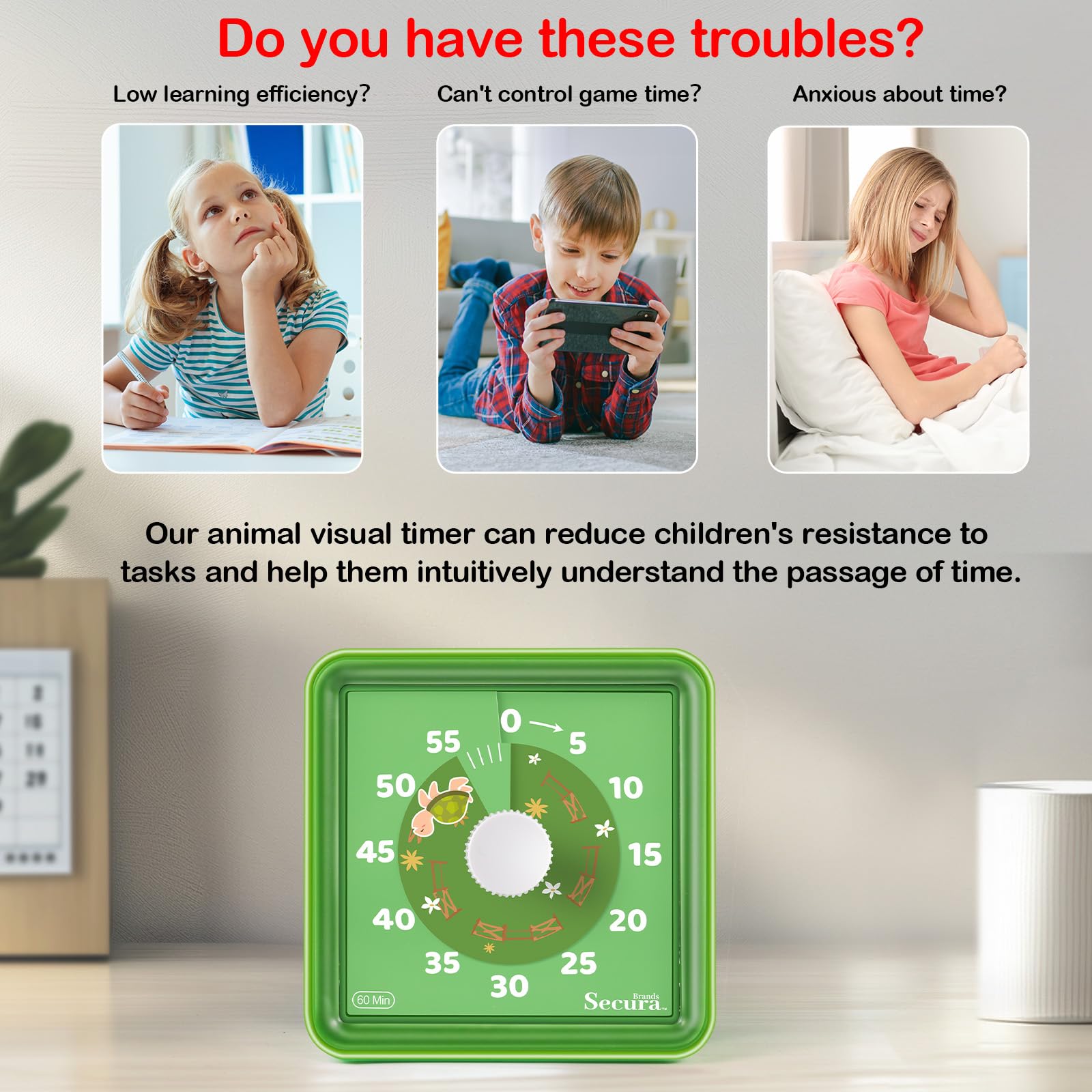 Snapklik.com : Secura 60-Minute Visual Countdown Timer For Kids ...