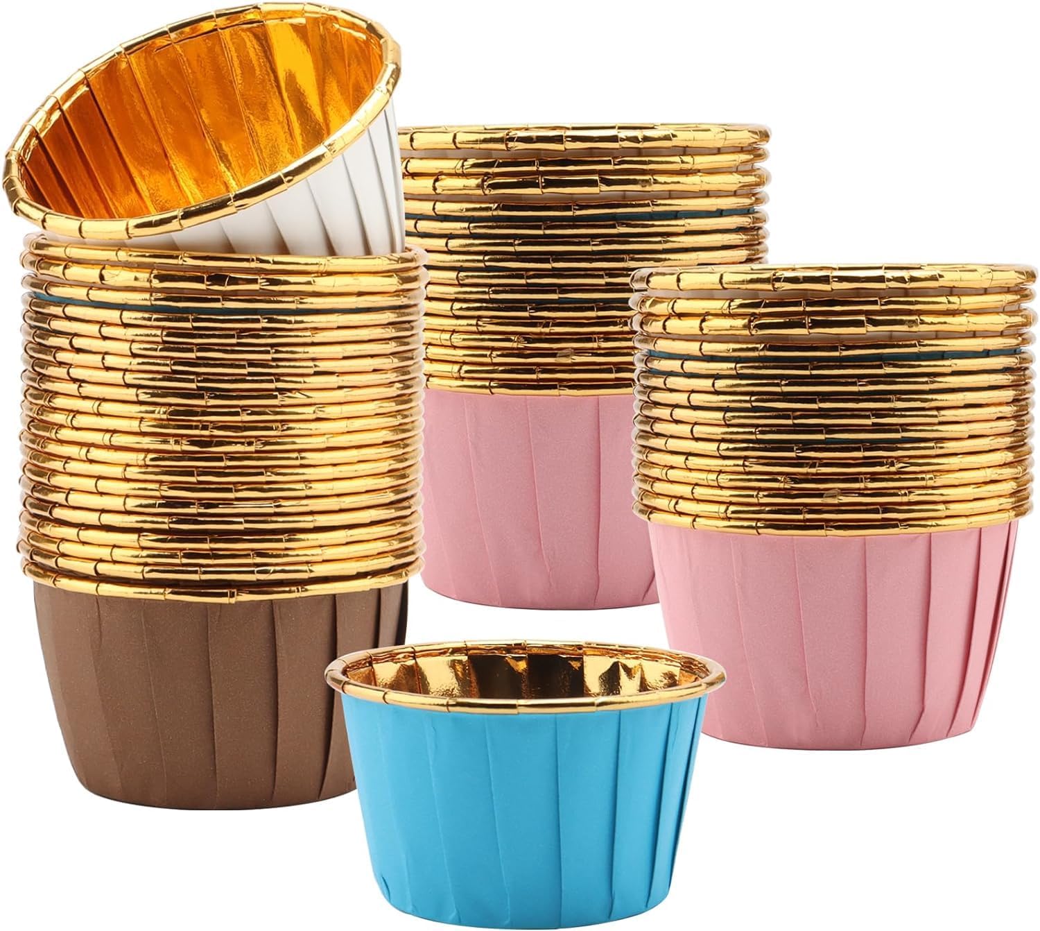 200 PCS Mini Cupcake Cases, Muffin Cups, 4 Colors Foil Metallic Cupcake ...