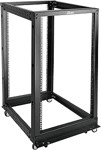 Amazon.com: Tecmojo 22U Open Frame Server Rack,4-Post Adjustable Depth Rolling Network Rack for ...