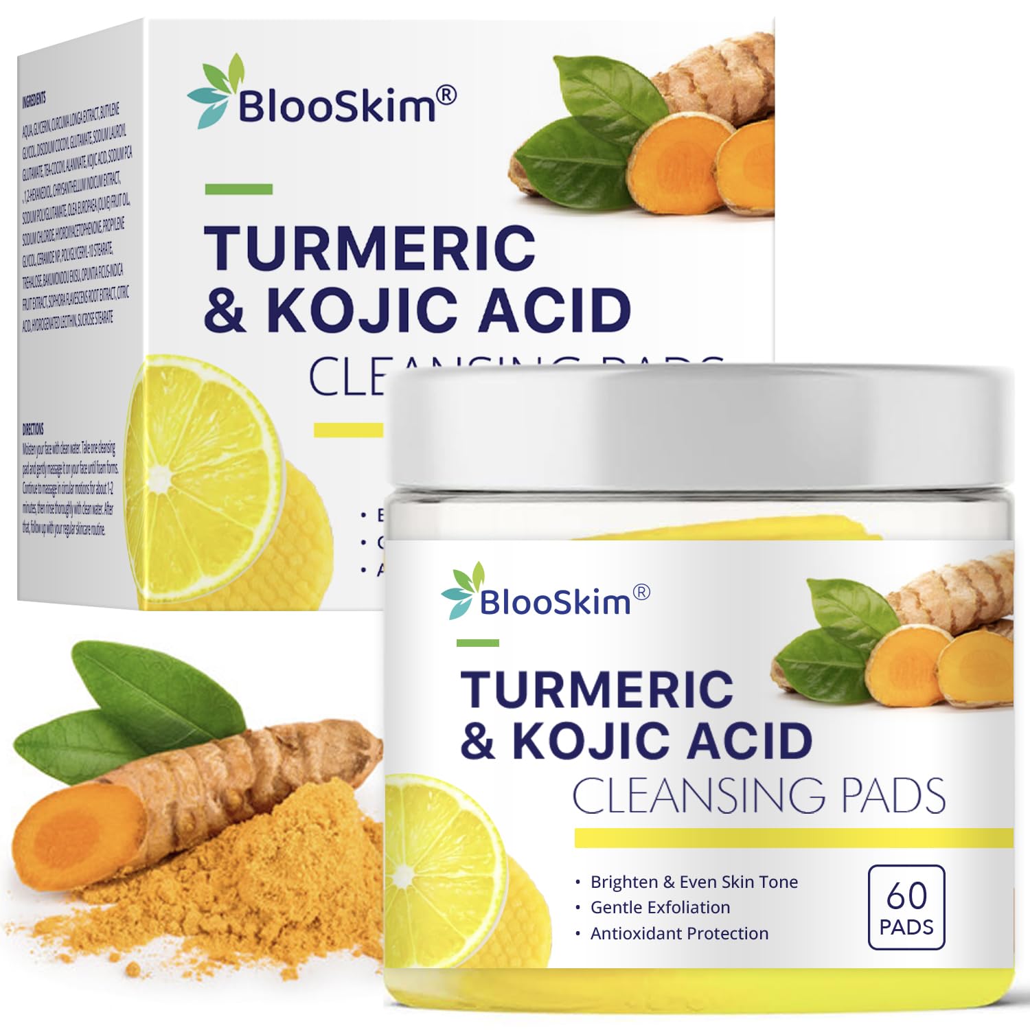 Amazon.com: Turmeric Kojic Acid Cleansing Pads: Turmeric Pads for Face ...