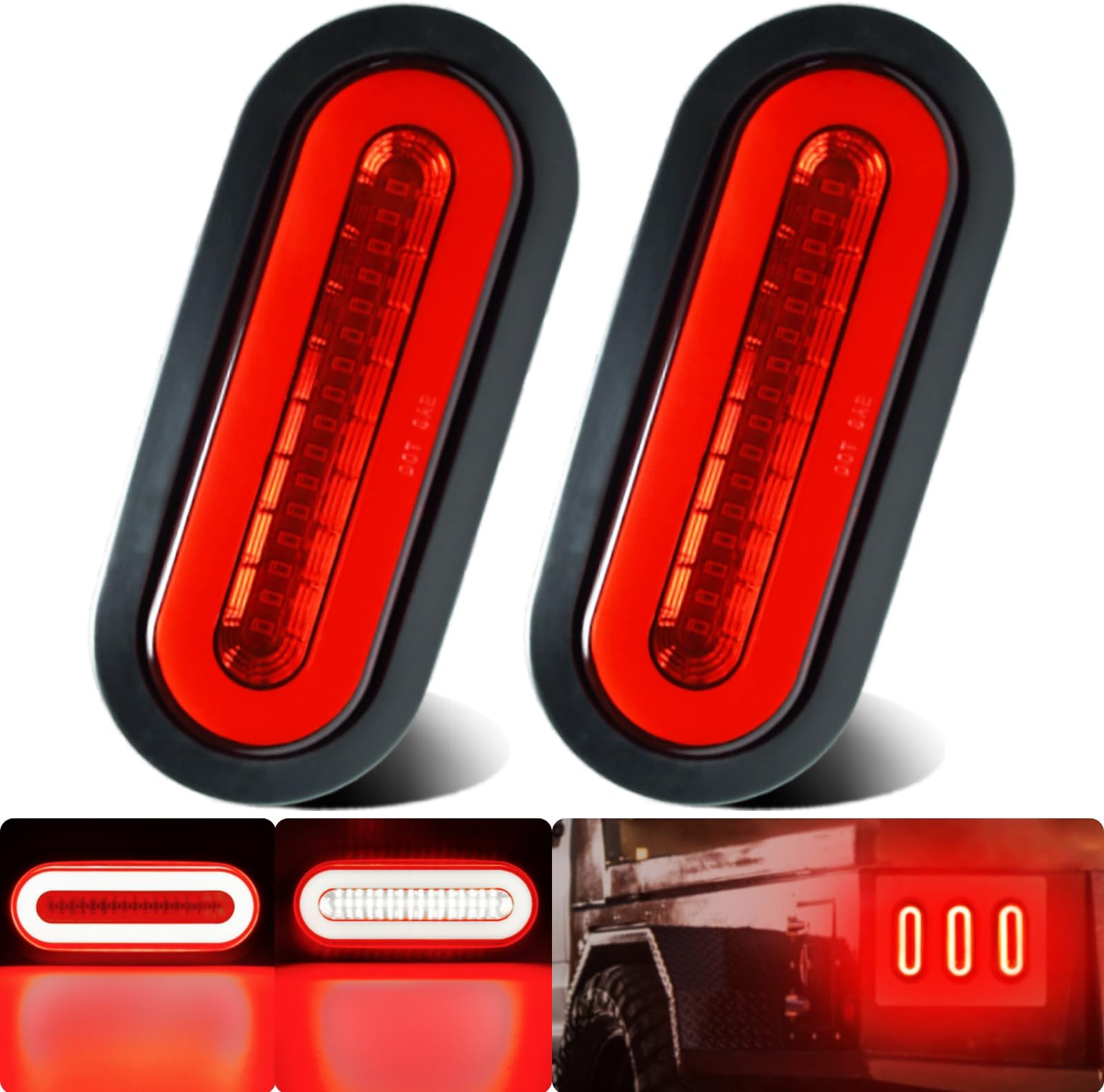 WahMOTOTin - 2 luces LED ovaladas de 6 pulgadas para remolques rojos ...