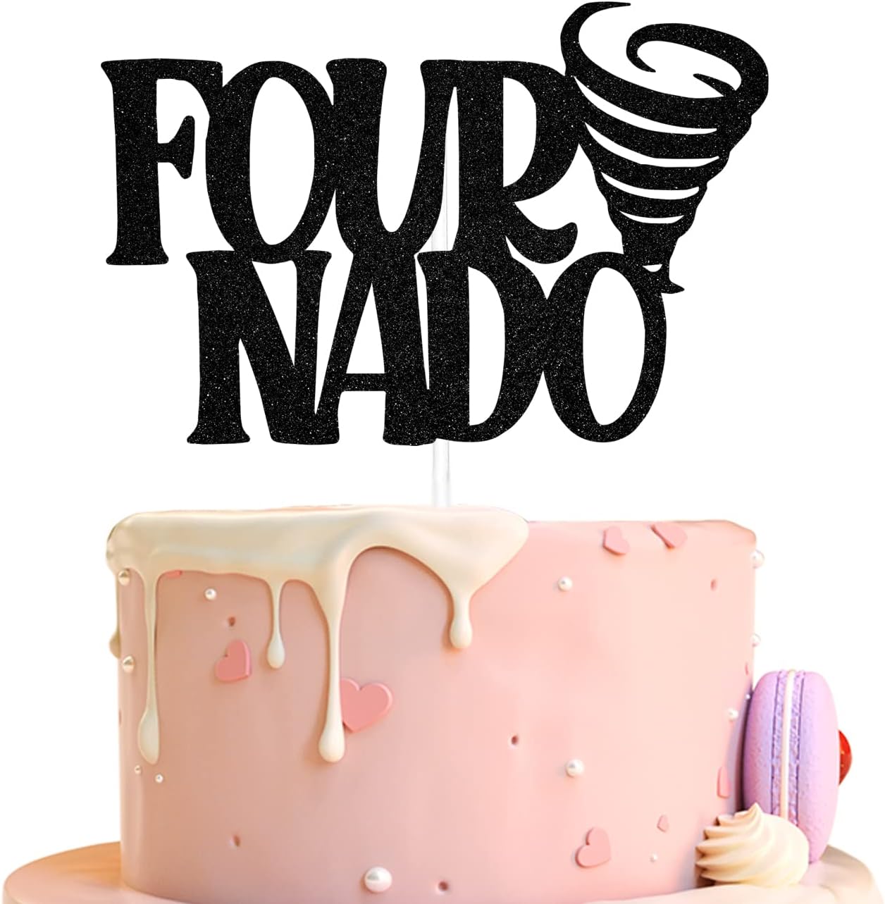 Amazon.com: Fournado Cake Topper Black Glitter, Happy 4th Birthday Cake ...