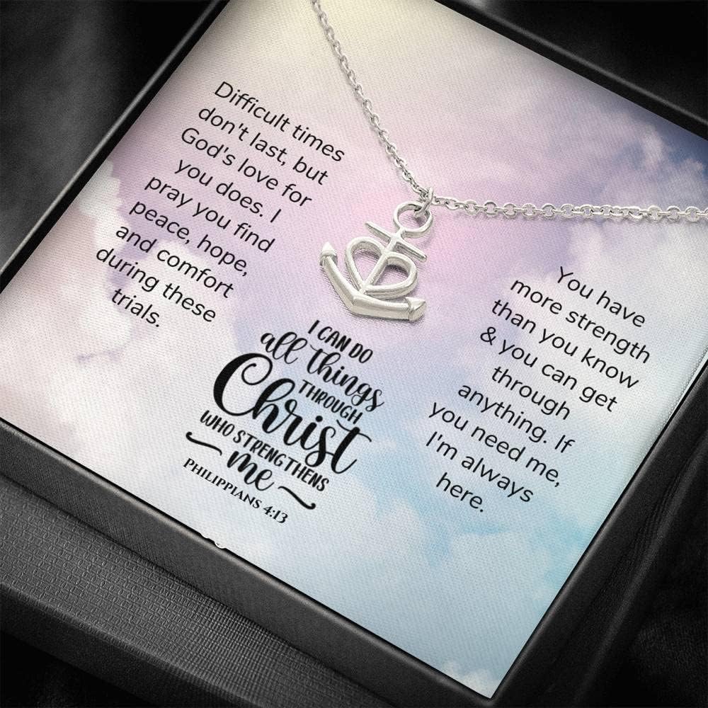 Amazon.com: Scripture Encouragement Anchor Necklace, Philippians 4:13 ...