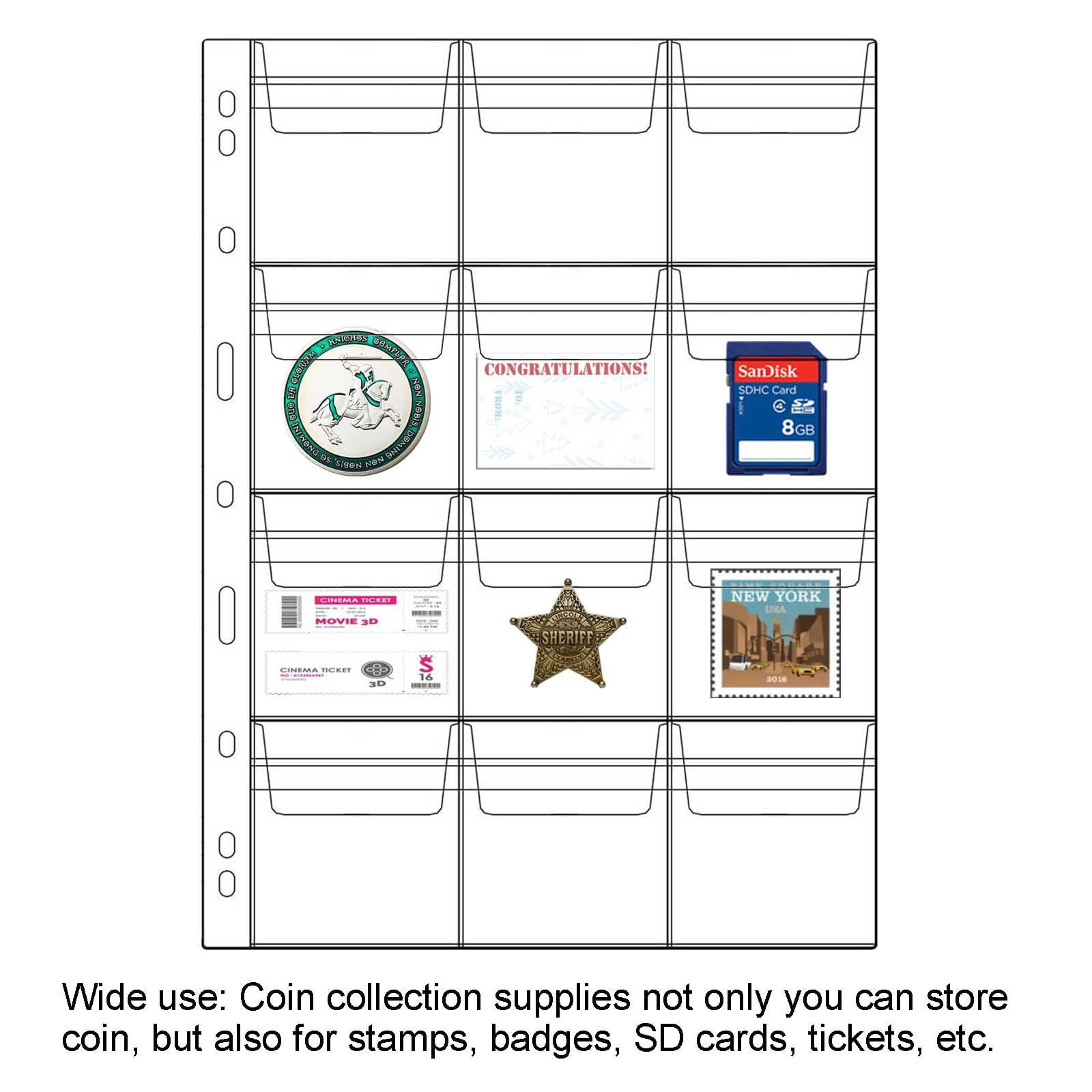 Snapklik.com : 12-Pocket Coin Pages For Collectors, Standard 9-Hole ...