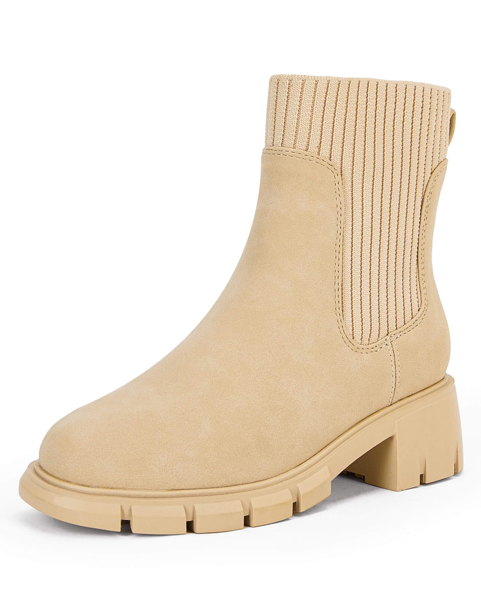 Girls Platform Boots Elastic Chunky Block Heel Lug Sole Booties Non ...