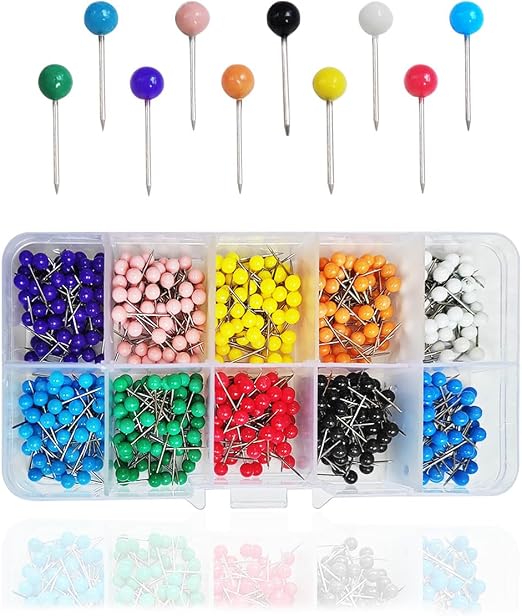 Amazon.com: 600 PCS Colored Push Pins Map Tacks, Colorful Round Push ...