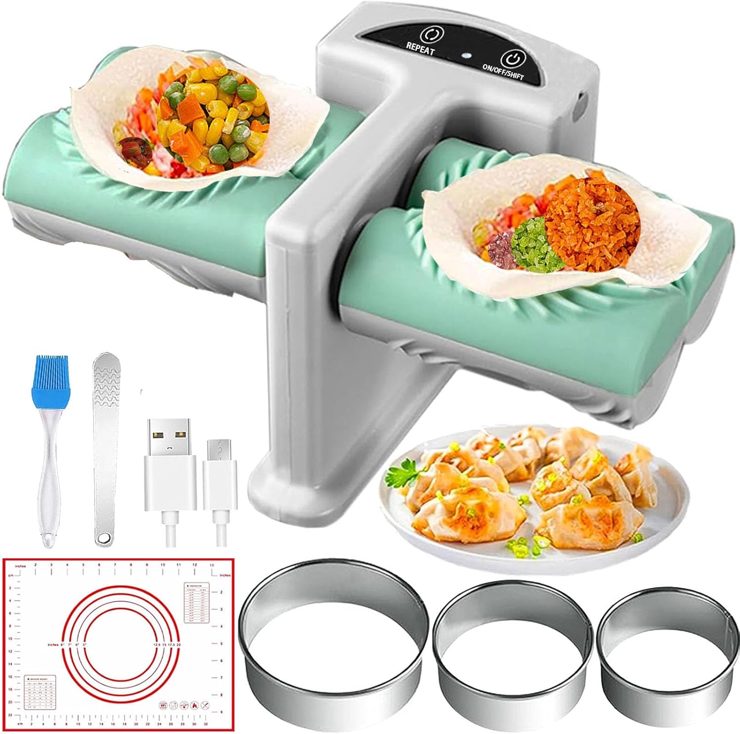 Amazon.com: Electric Dumpling Maker Two Sizes Double Head Automatic ...