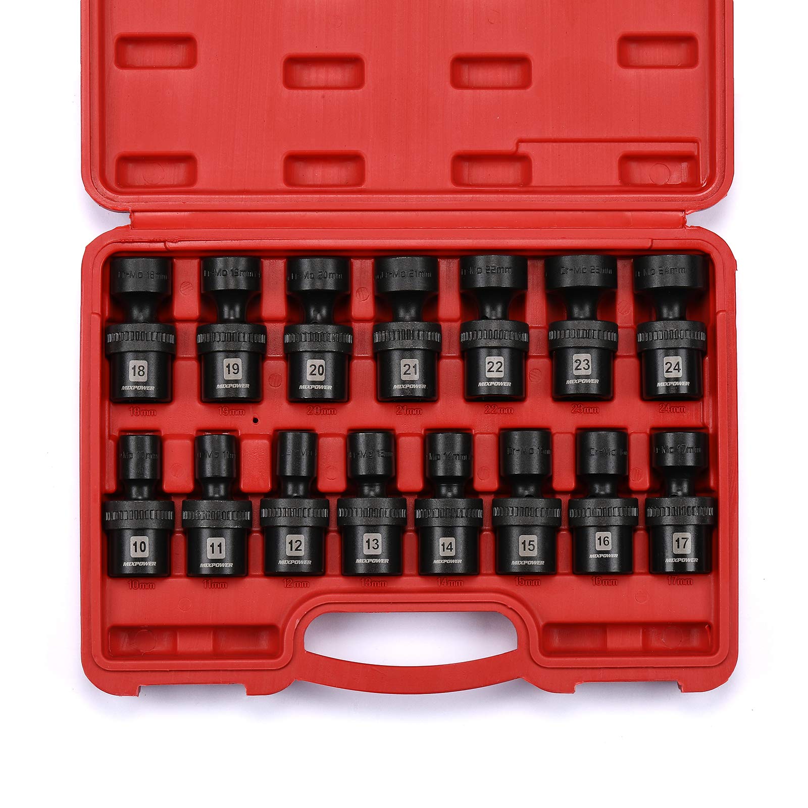 Snapklik.com : MIXPOWER 15-piece 1/2" Drive Shallow Universal Impact ...