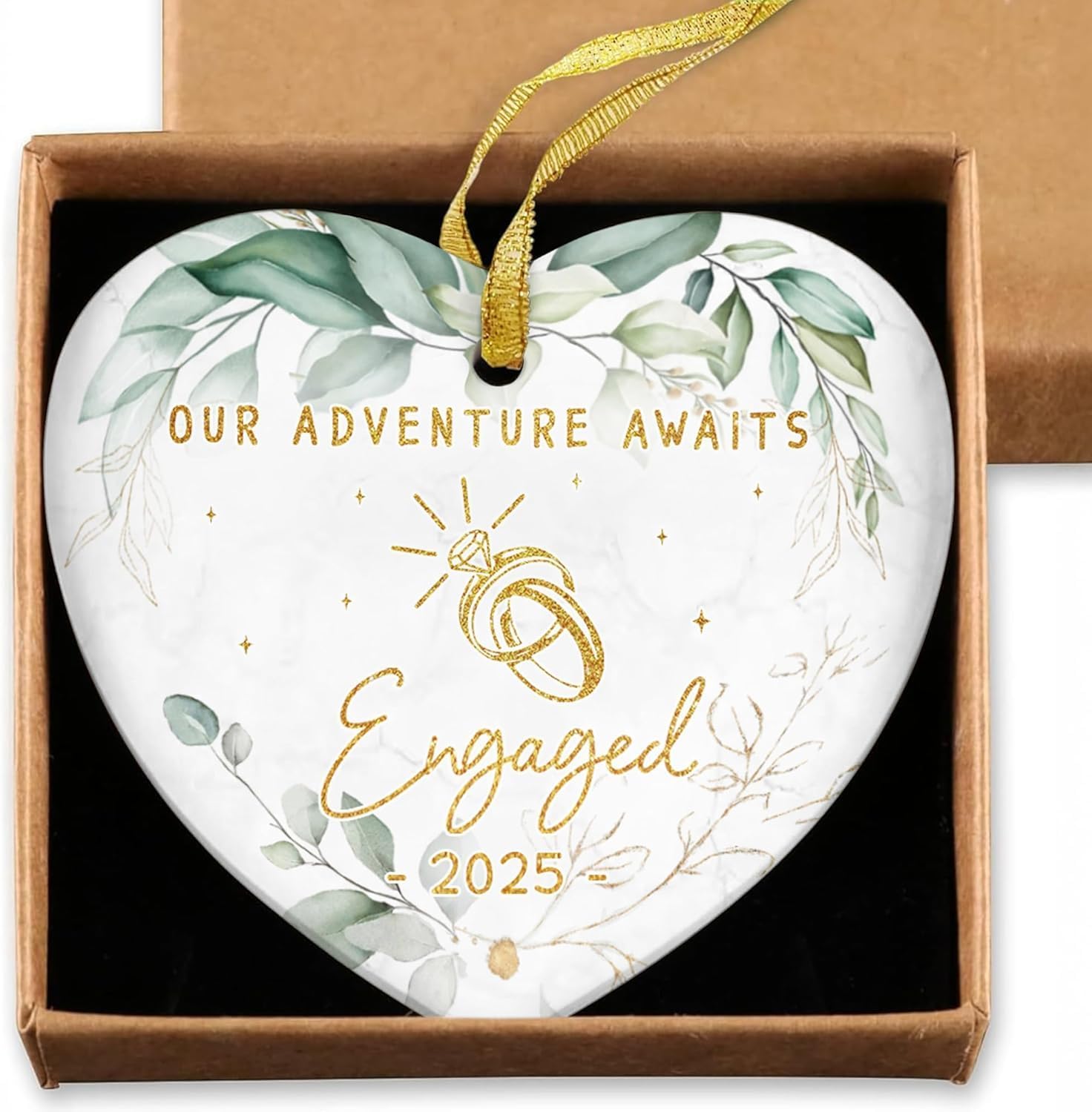 Amazon.com: Gossby Ceramic Heart Ornament - Our Adventure Awaits ...