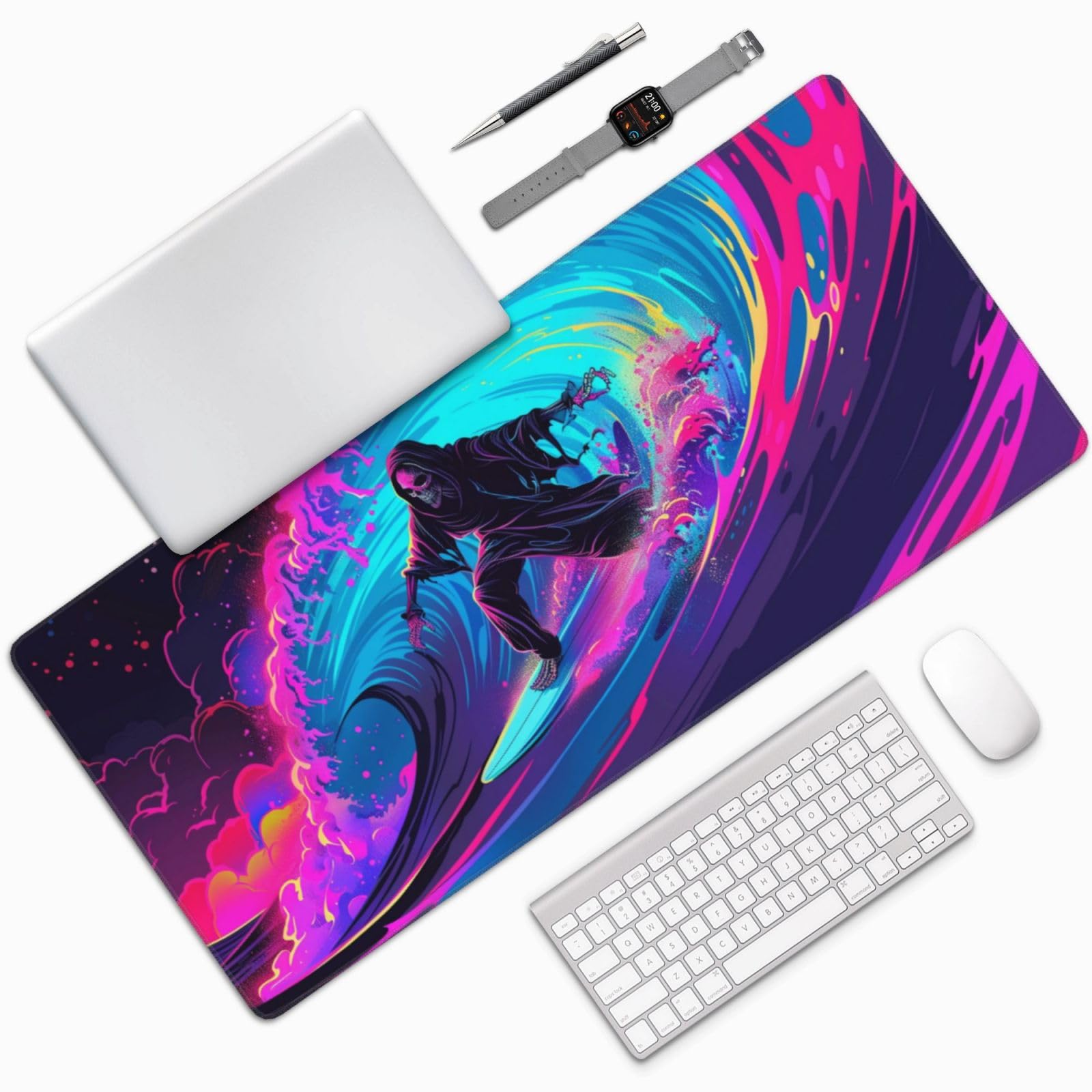 Amazon.com: Grim Reaper Skeleton Surfing Mousepad Extended Large Gaming ...