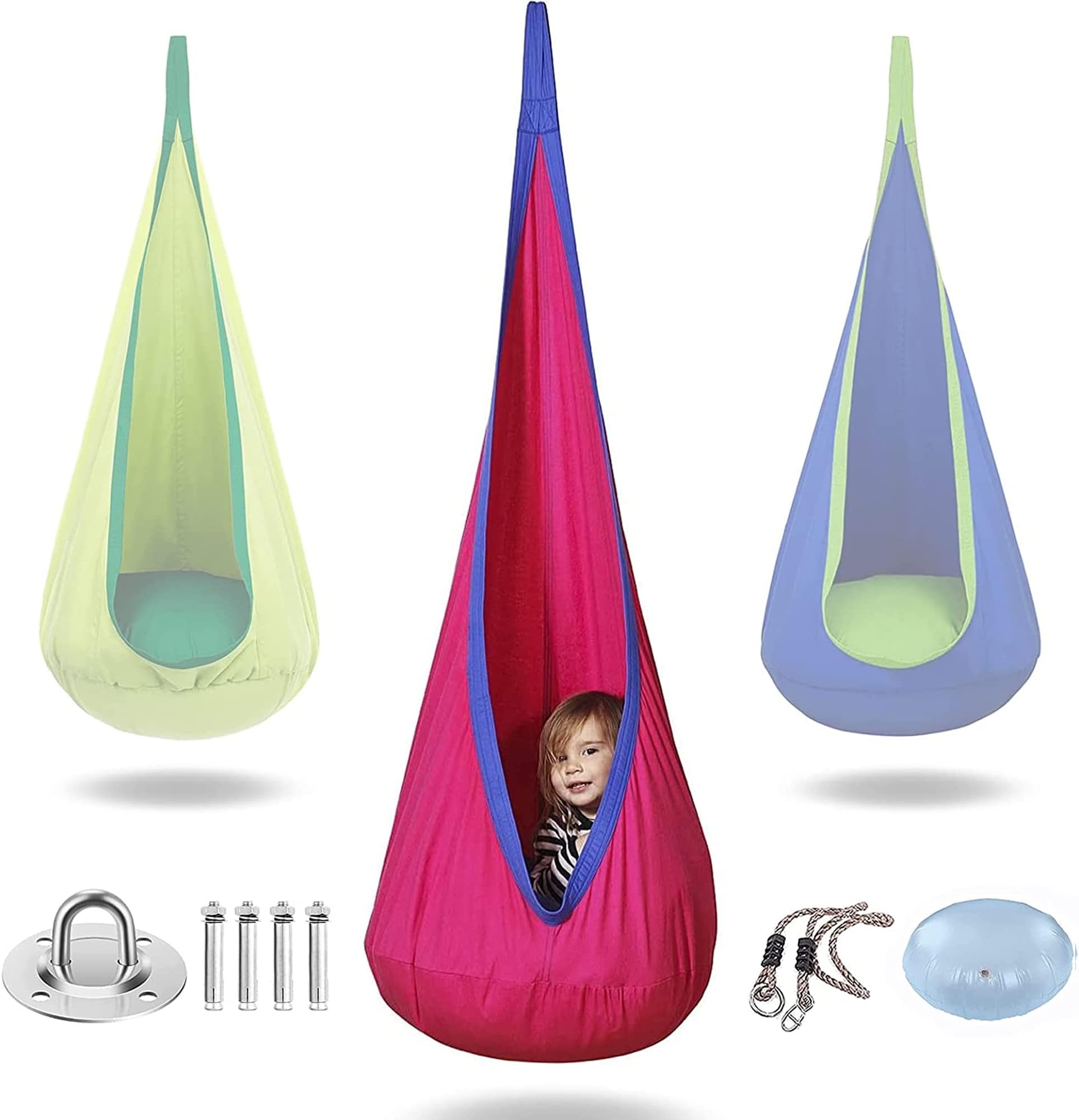 Kids Pod Swing Seat 100% Cotton Child Hammock Chair for Indoor and ...