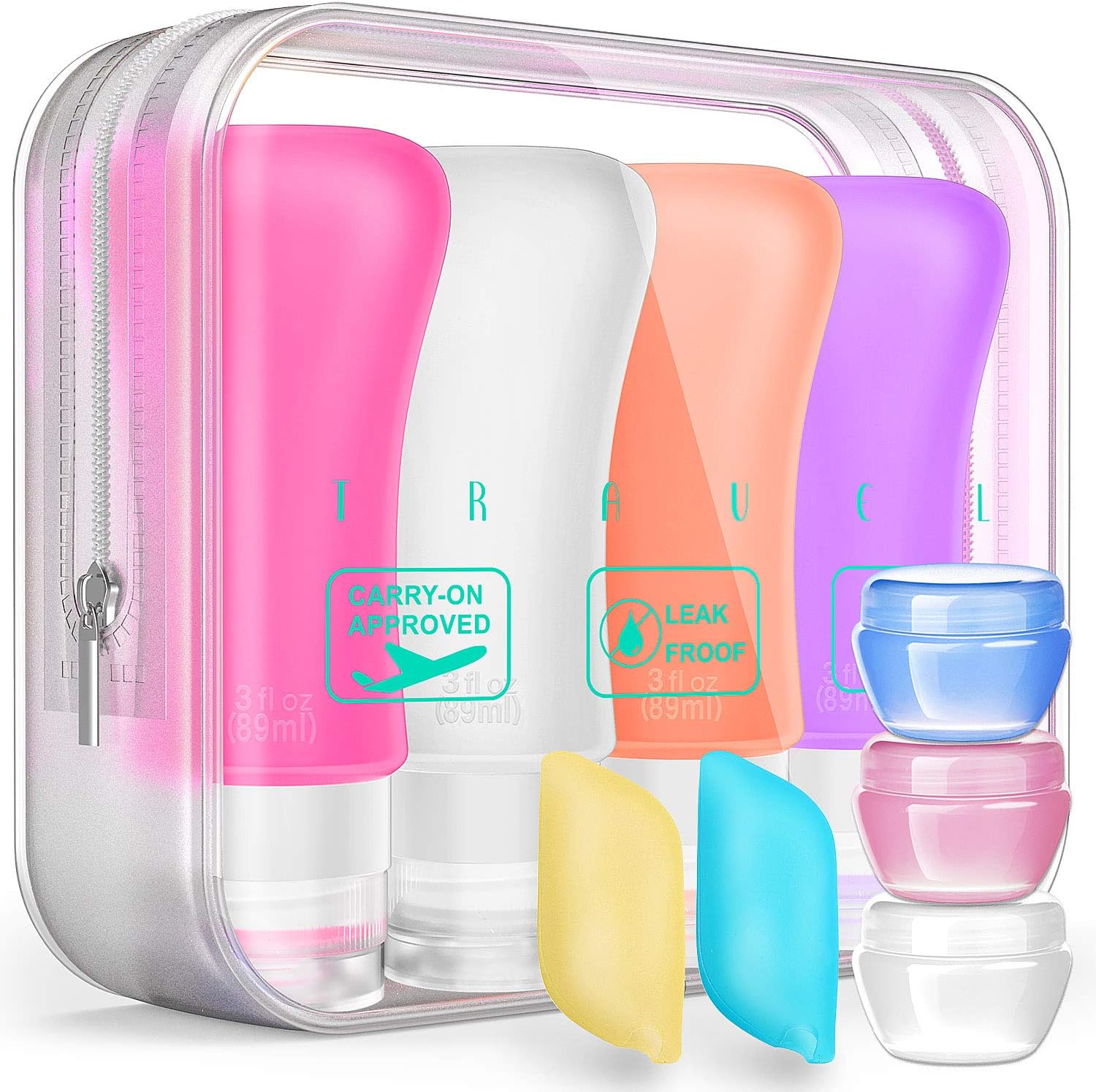 Amazon.com: Travel Bottles TSA Approved Containers, 3 oz Leak Proof ...