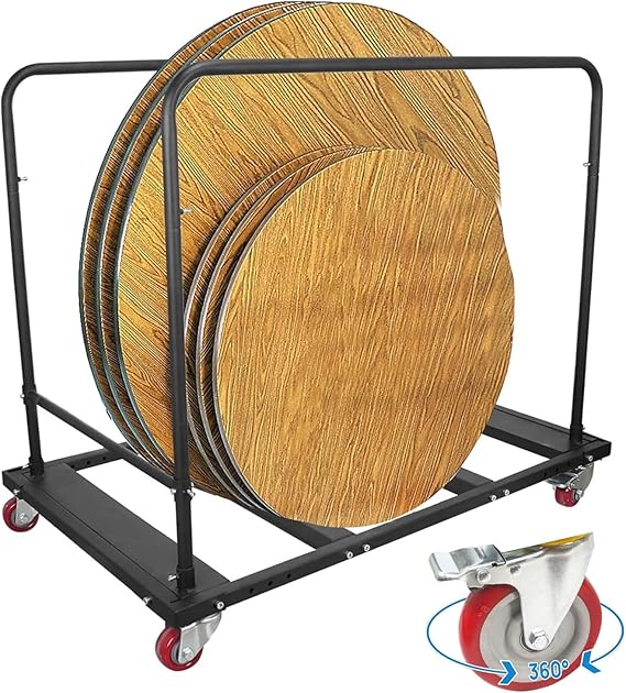 Amazon.com: Folding Table Cart, Heavy Duty Table Trolley with 5 Inch ...