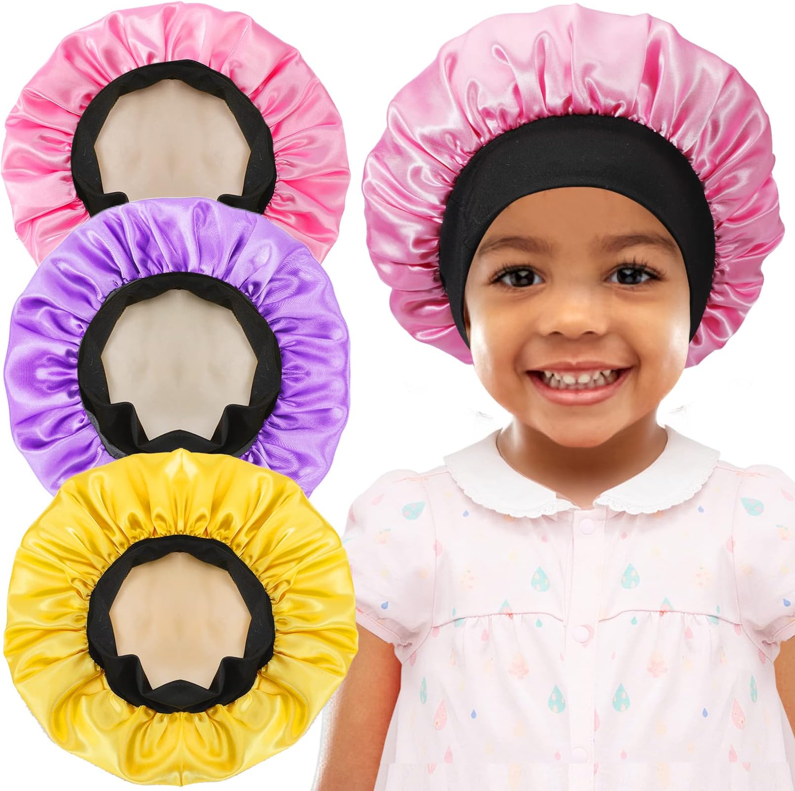 Amazon.com : 4 PCS Kids Satin Bonnet Child Sleeping Cap,Soft Silk ...