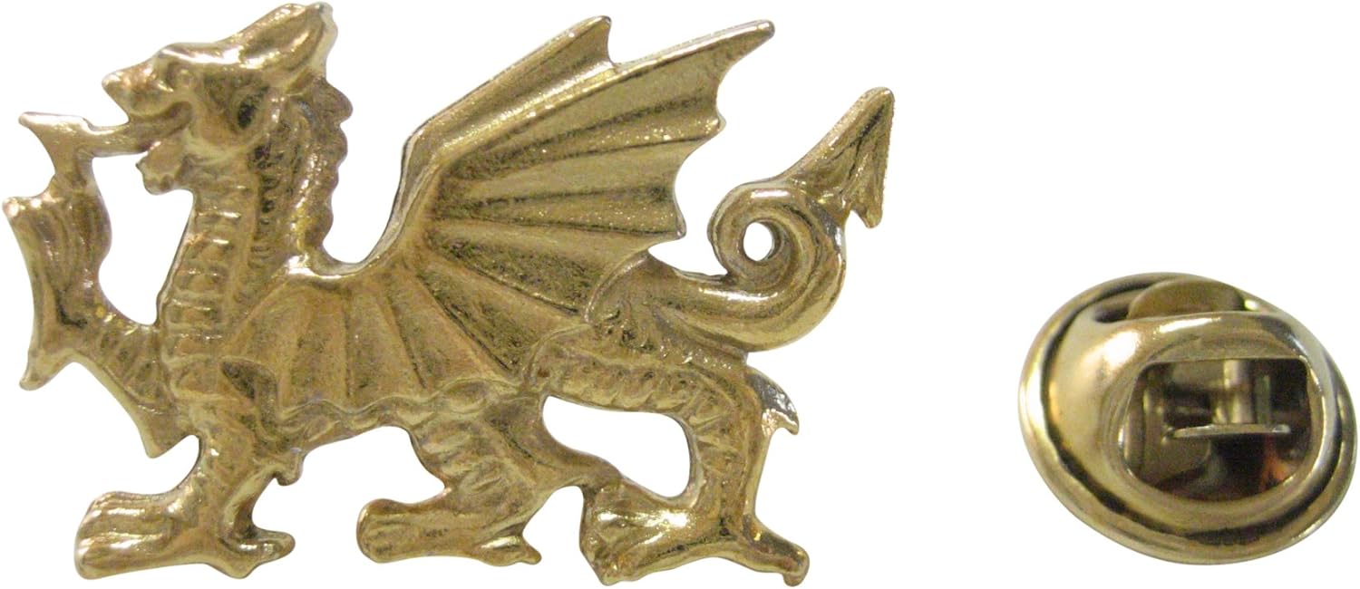 Amazon.com: Kiola Designs Gold Toned Welsh Dragon Lapel Pin: Clothing ...