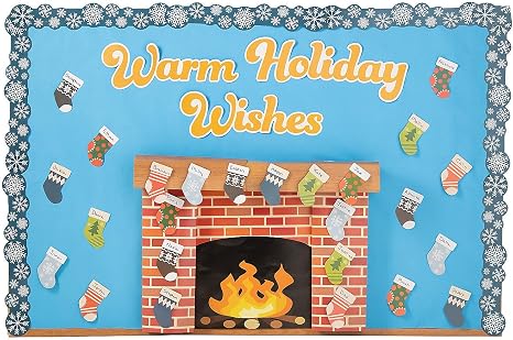 Amazon.com: 3D Christmas Fireplace Bulletin Board Set, 48 Pieces ...