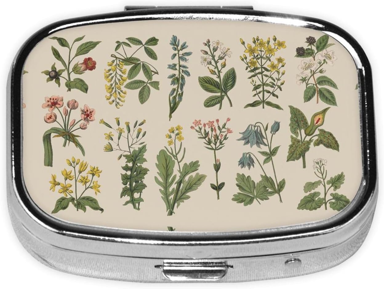 Amazon.com: USAMZDIY Flower Herbs Pill Box Portable Pill Case 2 ...