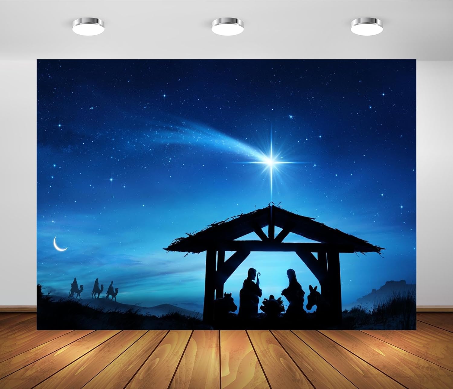 Amazon.com : BELECO 7x5ft Fabric Nativity Scene Backdrop Christmas ...