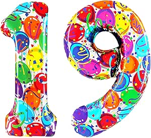 Amazon.com: 40 Inch Number Balloon Foil Balloon Number 19 Jumbo Giant ...