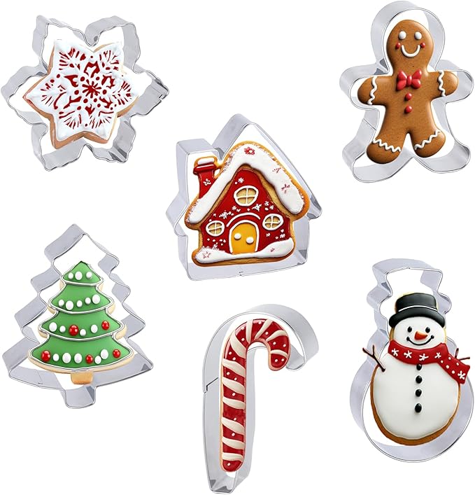 Amazon.com: Large Christmas Cookie Cutters, 4’’ Holiday Cookie Cutters ...