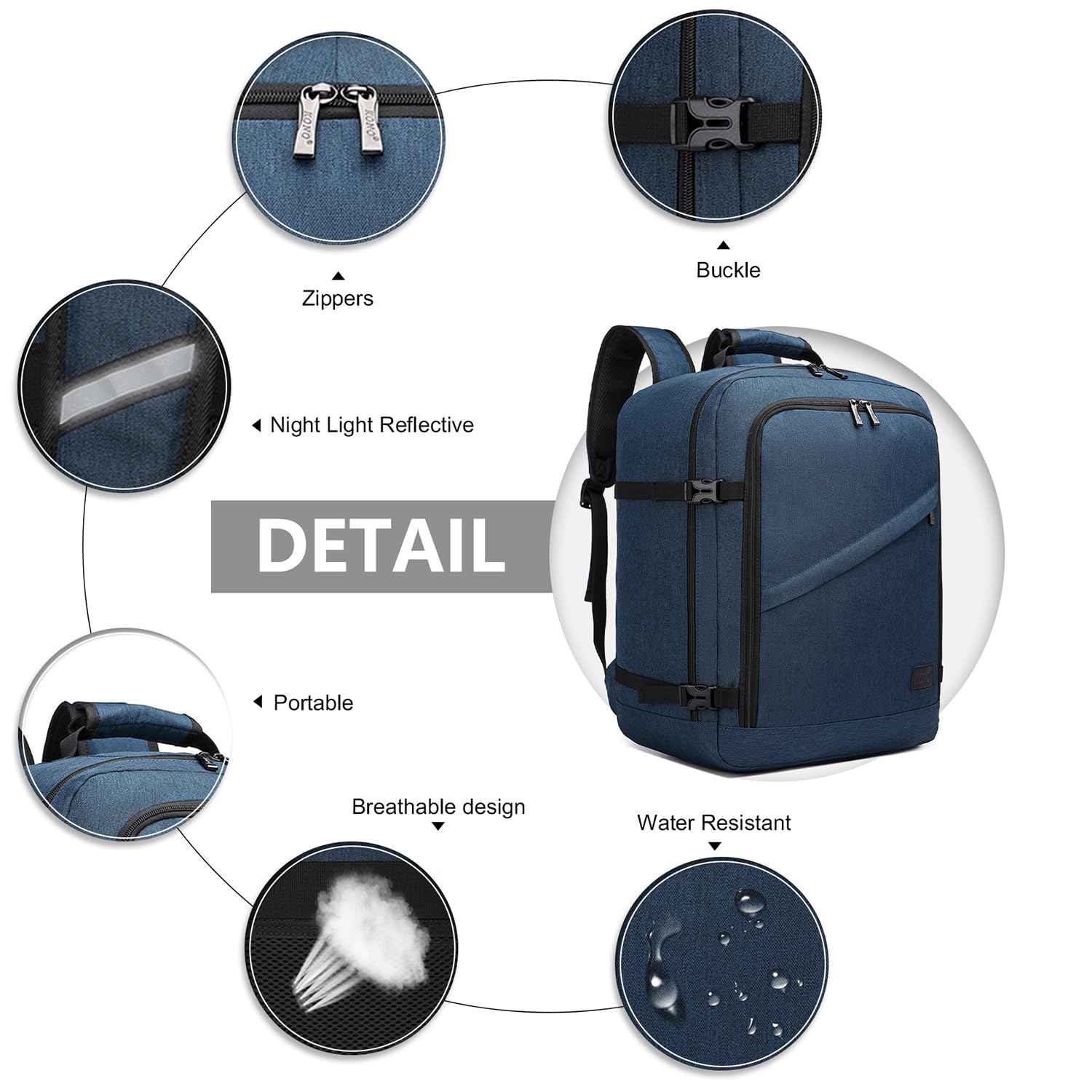 Snapklik.com : Kono Carry On Backpack, 18" Airplane Approved Under Seat ...