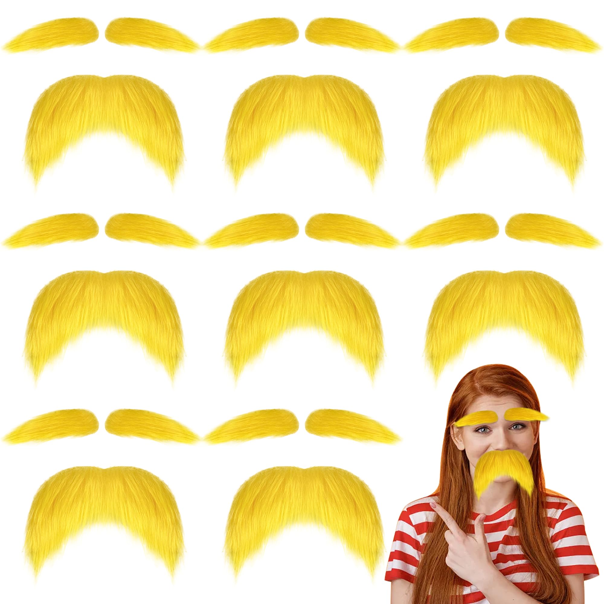 Amazon.com: Yellow Mustache and Eyebrows Set 8 Piece Kit for Men and ...