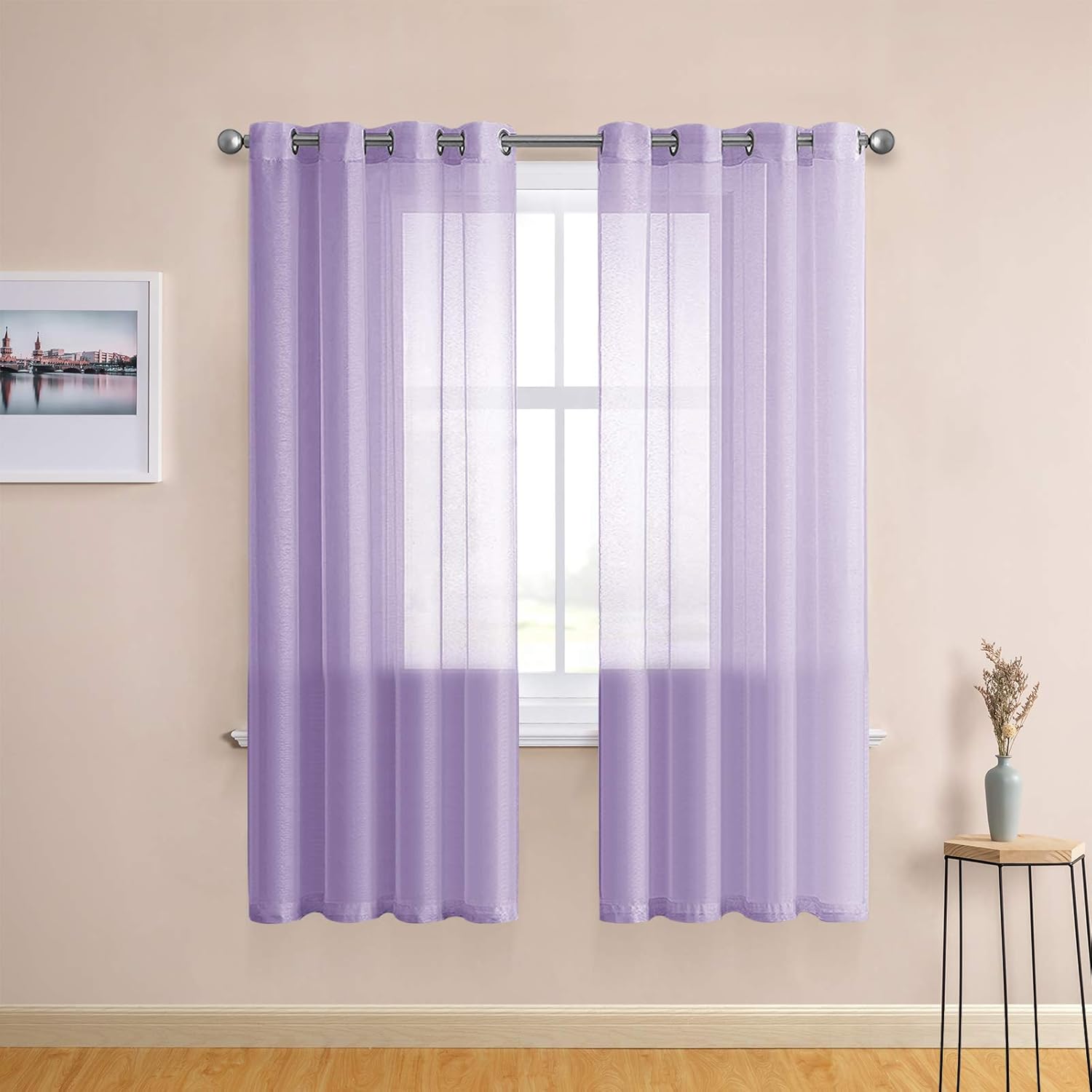 Amazon.com: CUTEWIND Purple Sheer Curtains 2 Panels 72 inch Length ...