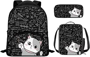 Amazon.com | Uppodwarkid 3PCS Cute Cat Backpack for Girls Boys Math ...