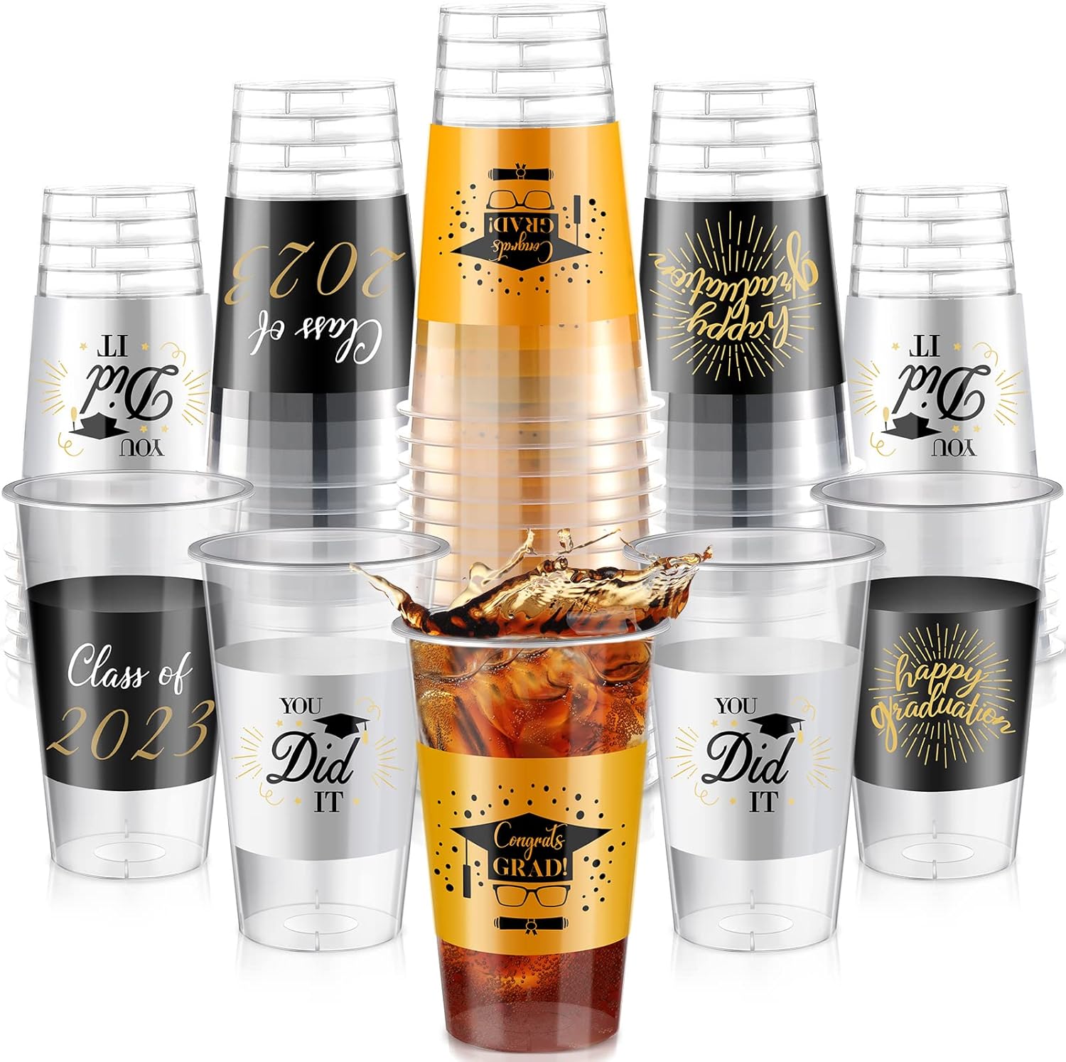 Amazon.com: Karenhi 100 Pcs Graduation Party Cups Disposable 16 Ounce ...