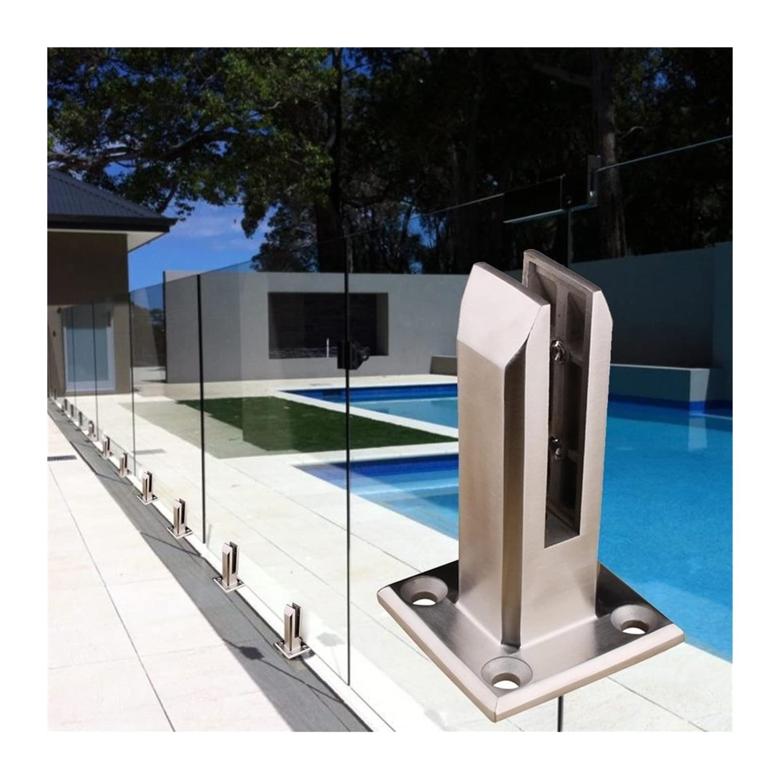 Buy Lucosr Stair Handrail 304 Stainless Steel Square Glass U Clamp Home ...