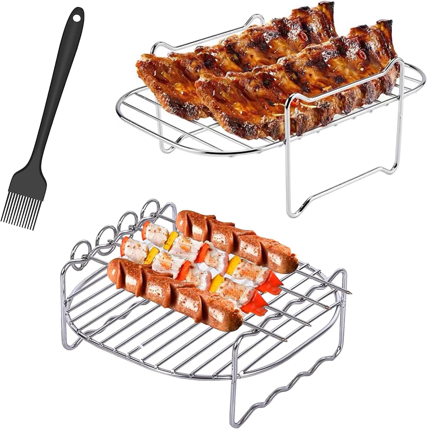Air Fryer Rack 9-Piece Set - 304 Stainless Steel Grilling Rack with 6 ...