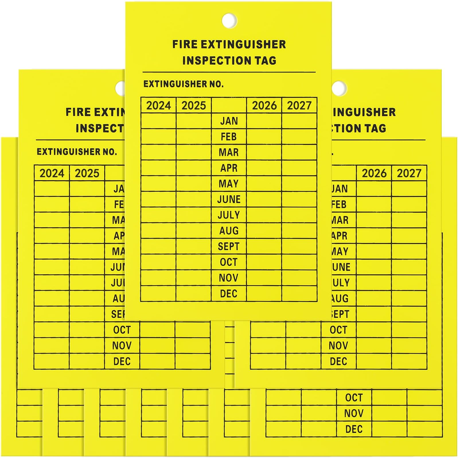 Amazon.com: SmartSign 4-Year Yellow Fire Extinguisher Tags Monthly ...