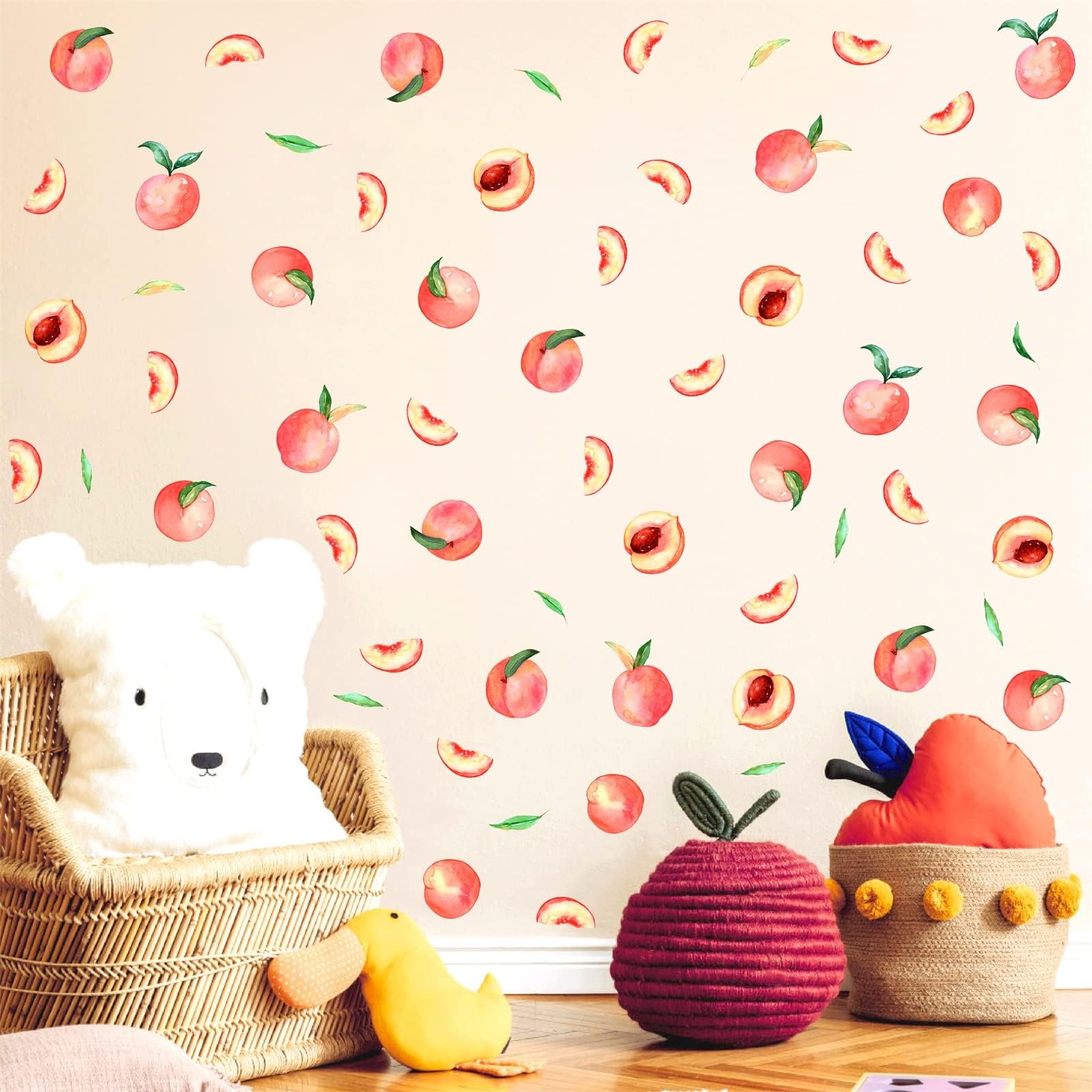 Amazon.com: 52pcs Peach Wall Decals Peel and Stick Decor for Bathroom ...