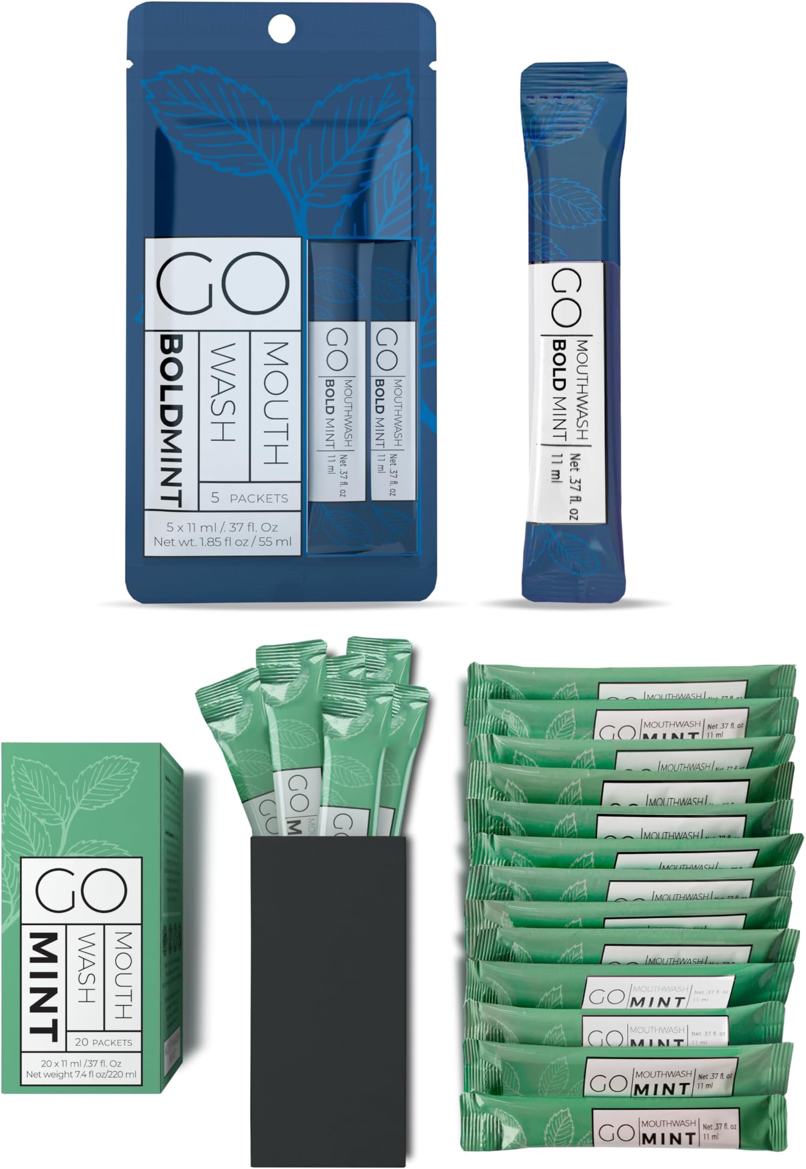 Amazon.com: 20pc Go Mouthwash Smooth Mint + 5pc Go Mouthwash Bold Mint ...