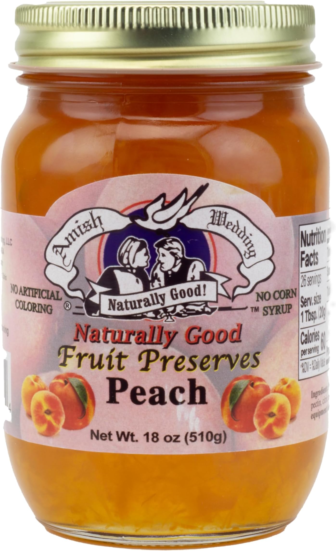 Amazon.com: Amish Wedding Peach Preserves 18oz (Pack of 2) : Grocery ...