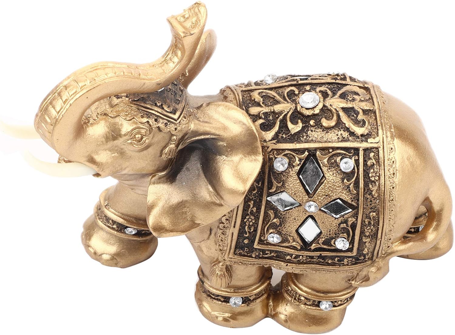 Amazon.com: AUNMAS Gold Elephant Statue, Facing Upwards Elephant ...