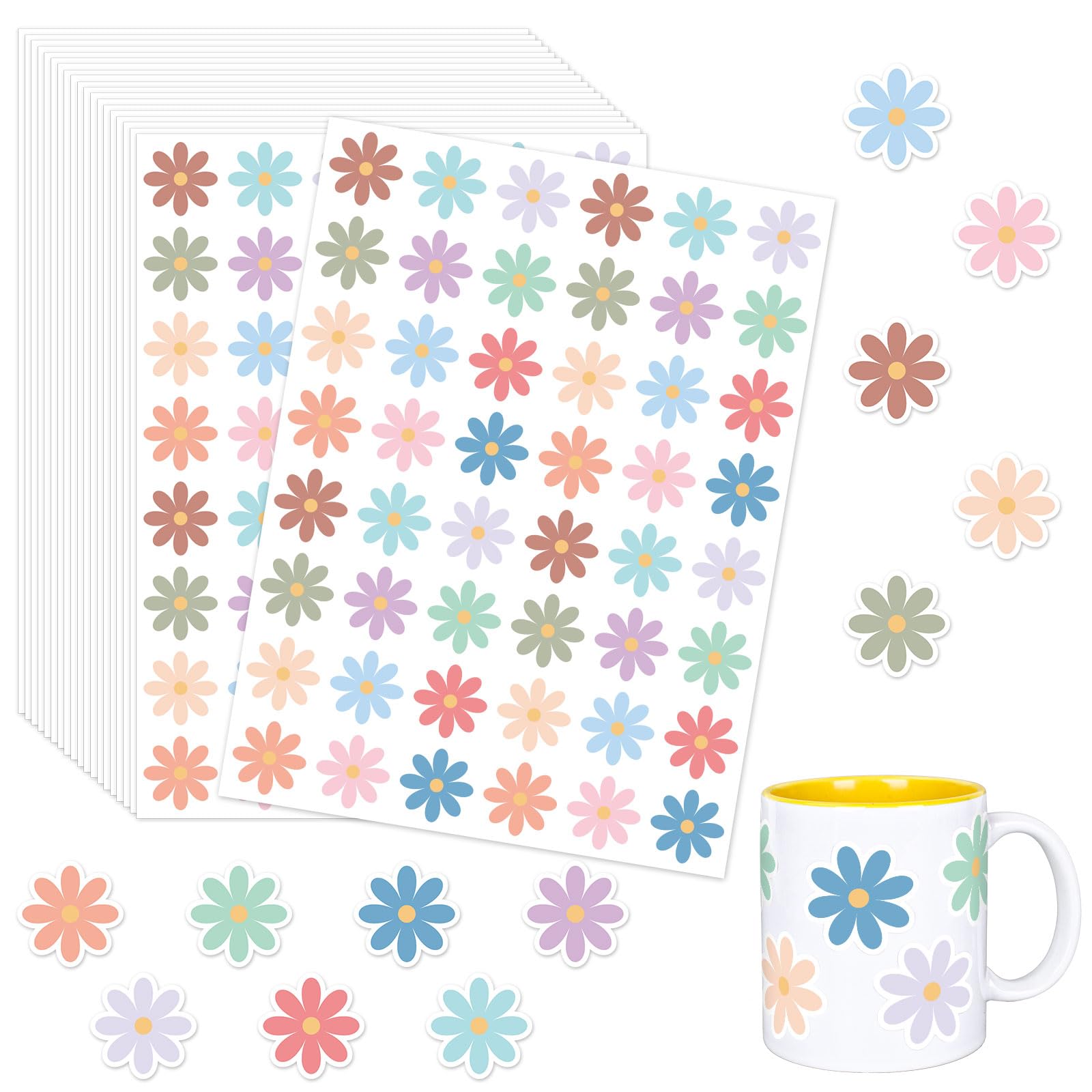 Amazon.com: Whaline 1200Pcs Boho Colorful Daisy Stickers 12 Styles ...