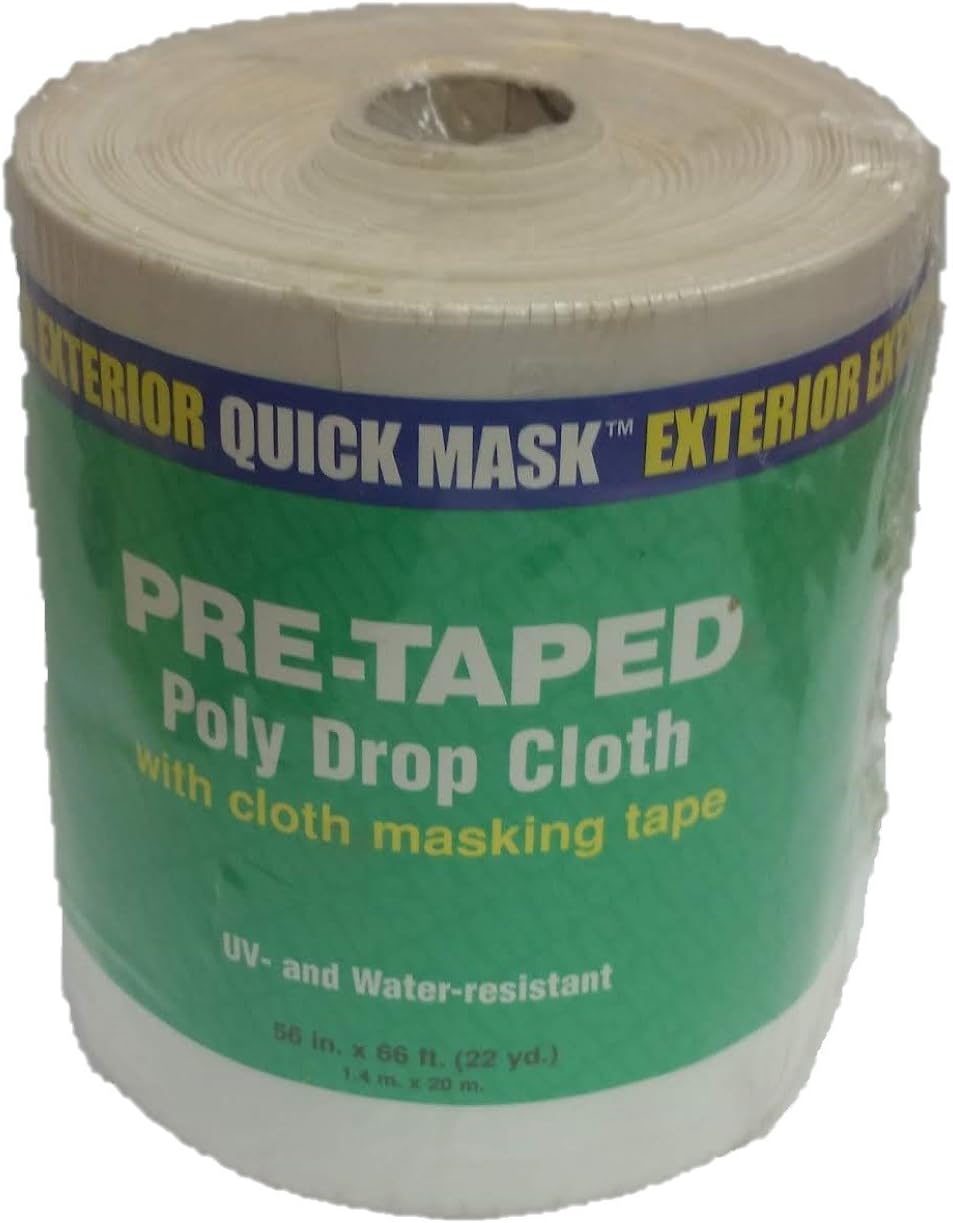 Pre-Taped Poly Drop Cloth with Cloth Masking Tape - Quick Mask - Amazon.com