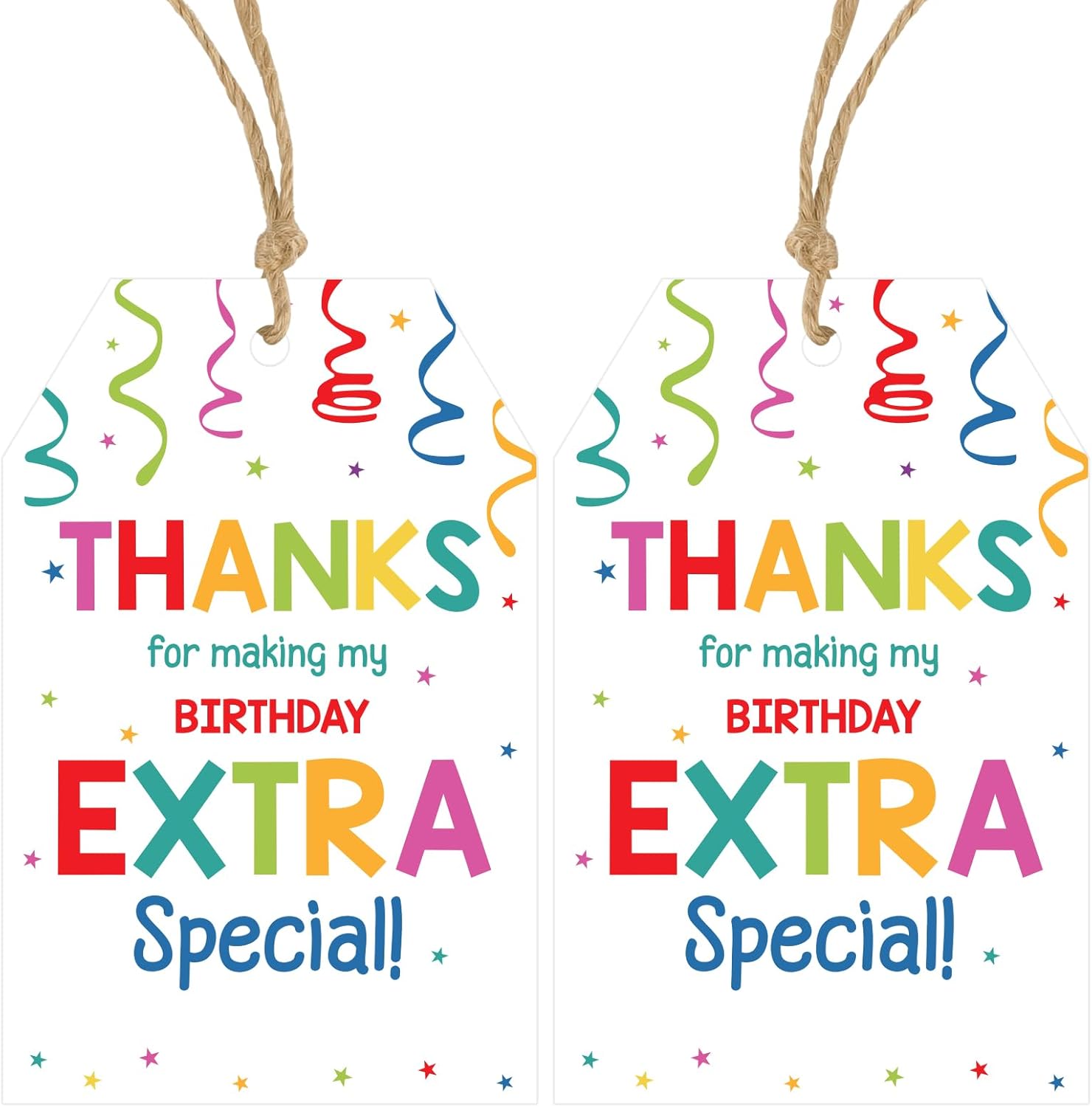 Amazon.com: Anwyll Thank You Tags for Birthday Party Favor 50Pcs ...