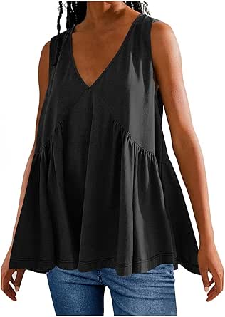 Amazon.com: BXJX women summer flowy tops 2024 plus size v neck tank ...