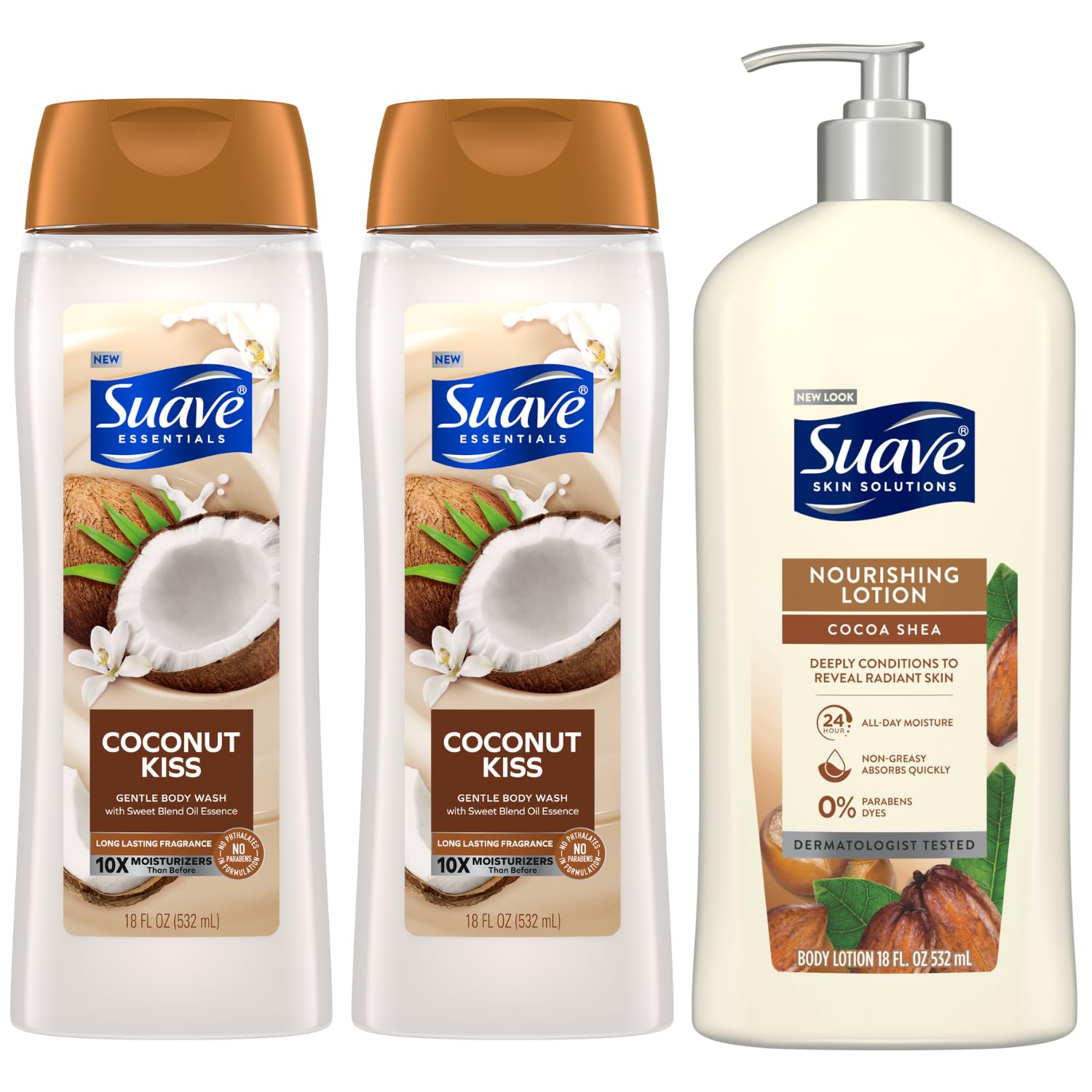 Amazon.com : Suave Body Wash 2-Pack & Lotion Bundle – Coconut Kiss ...