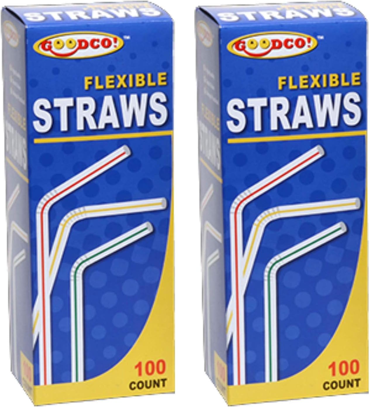 Amazon.com: GoodCo! Flexible Striped Colored Straws, 100 ct, Pack of 2 ...