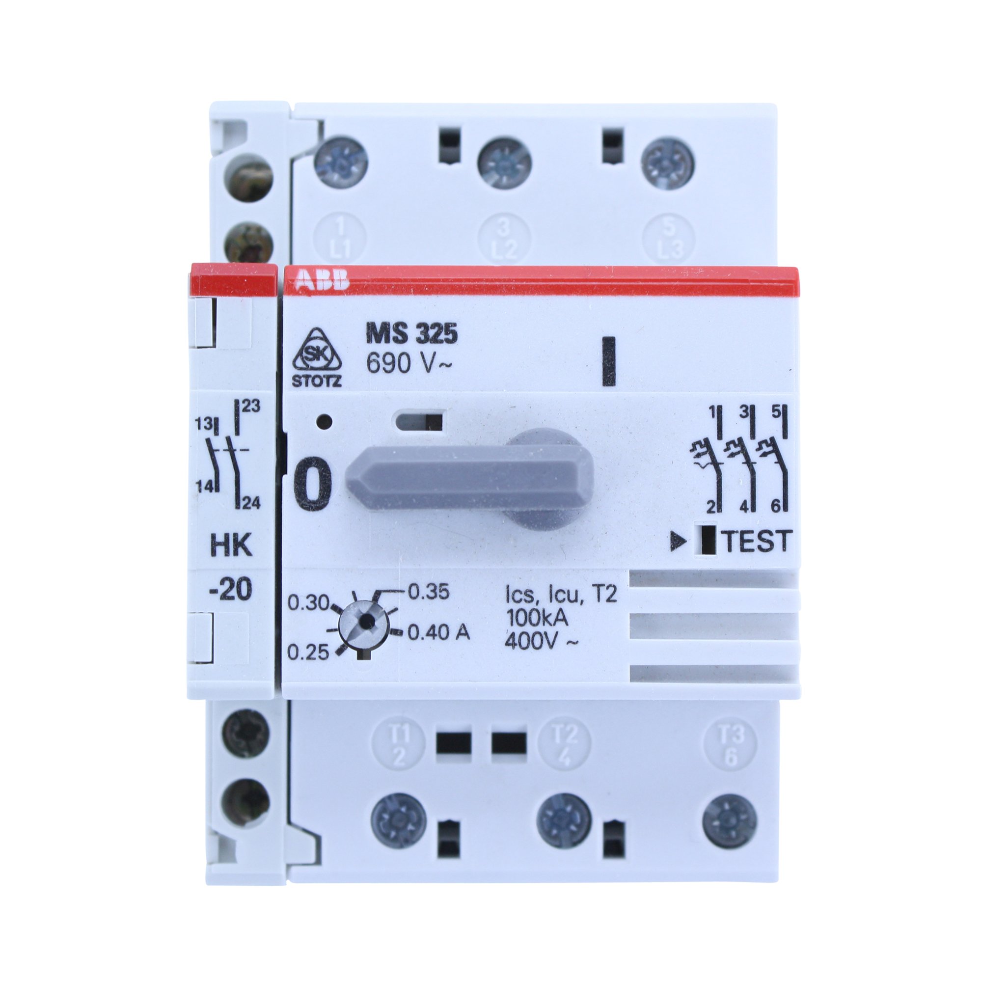 Amazon.com: ABB MS325-0.4HK20 MS325-0.4 Ms325 手動馬達起動器和接觸塊，MS325 : 工業與科學