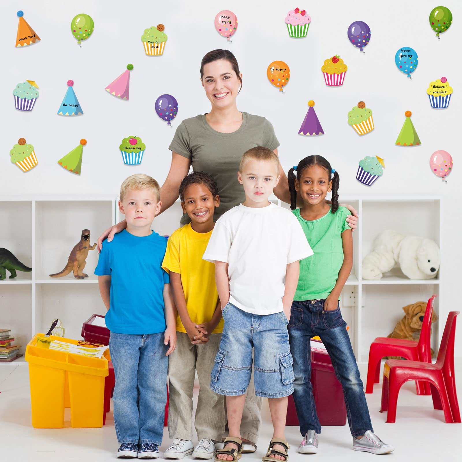 Snapklik.com : 60 Pieces Colorful Cupcake Cutouts Birthday Classroom ...