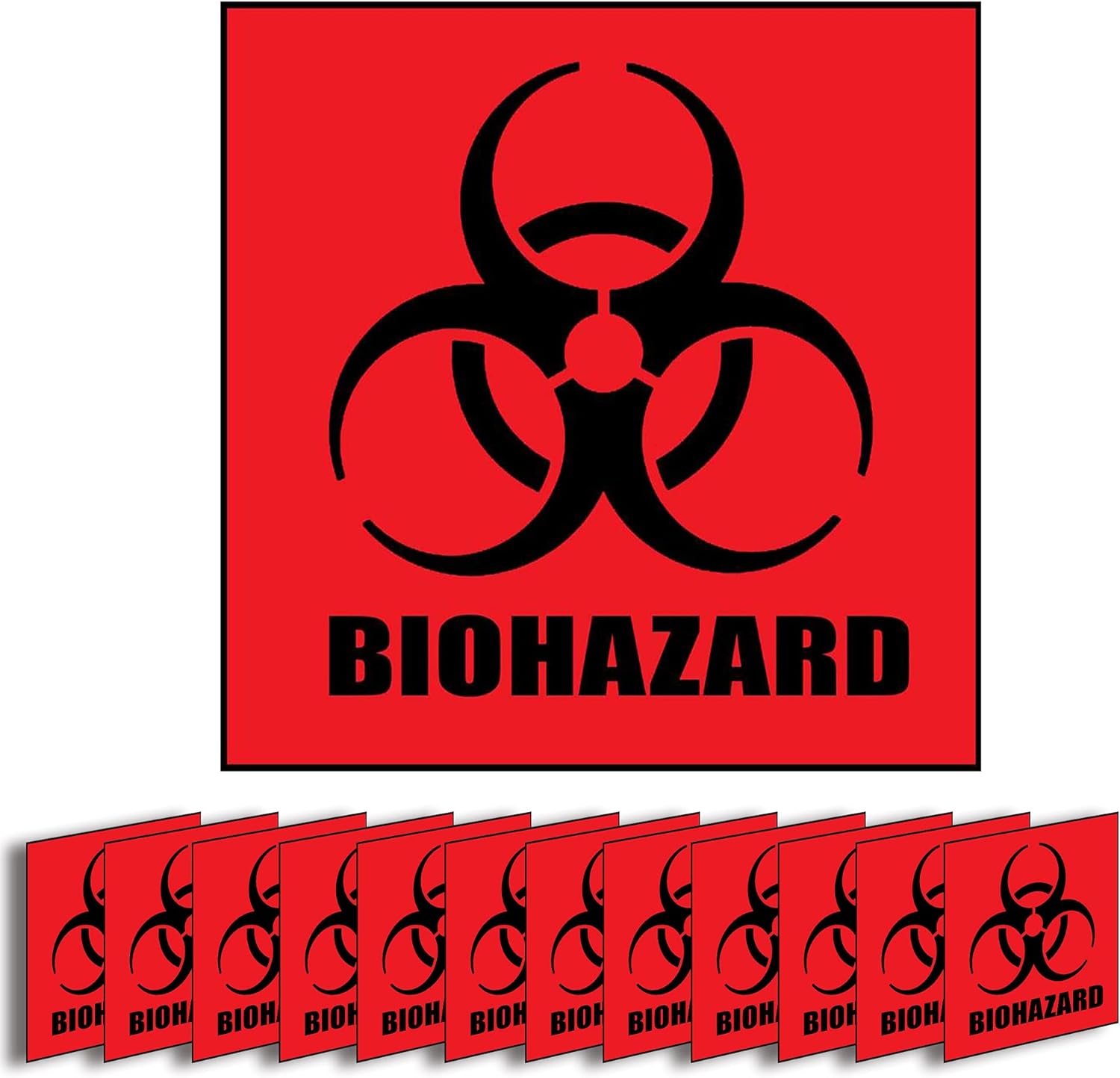 12 Pack Biohazard Sticker Sign, 6x6 Inches Waterproof Biohazard Warning ...