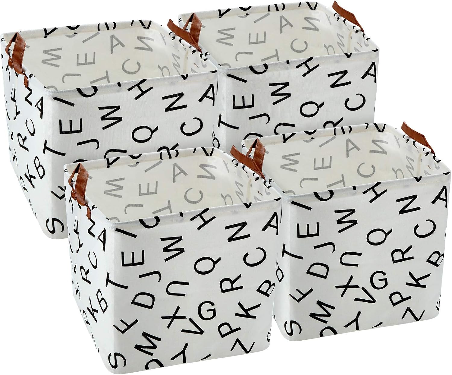 Amazon.com: Shappy 4 Pieces Square Alphabet Canvas Storage Bins ...
