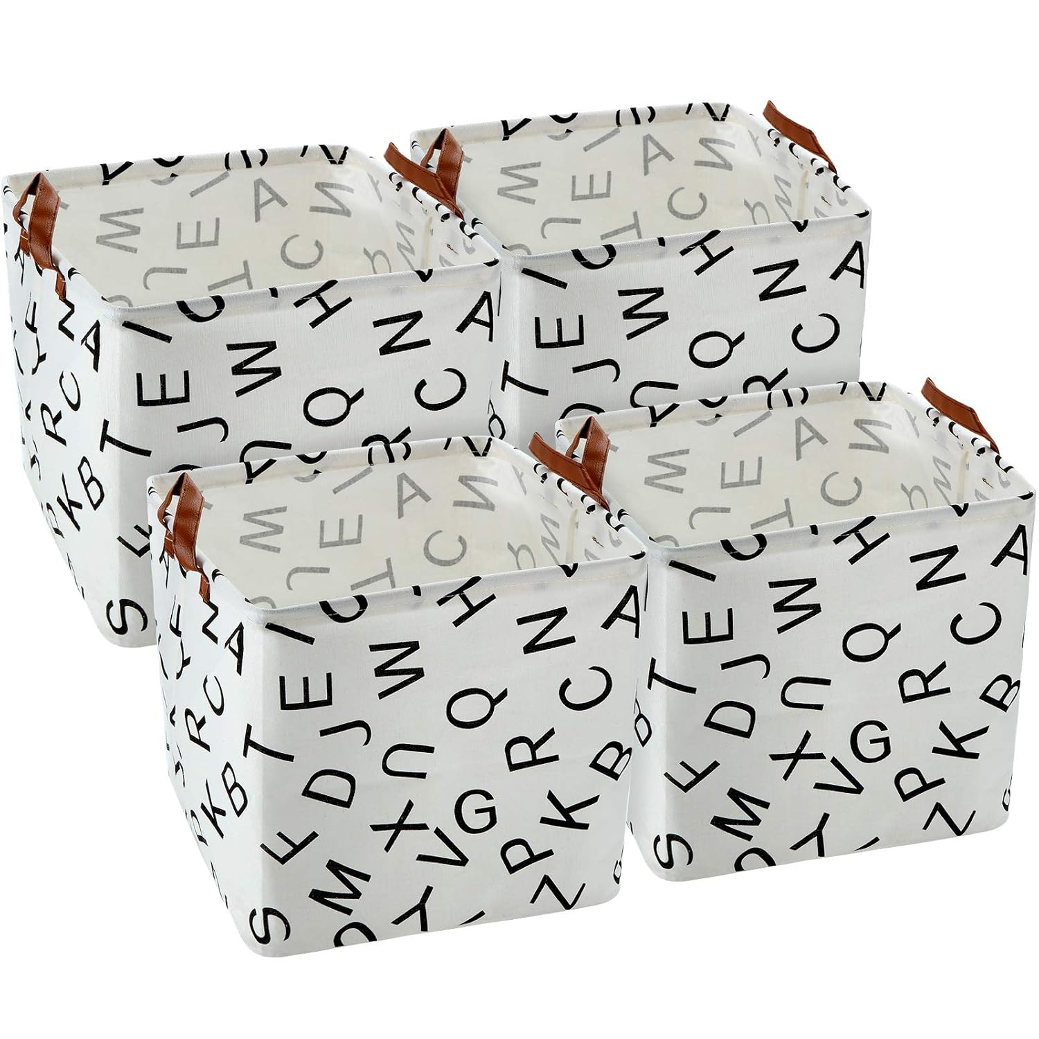 Amazon.com : 4 Pieces Square Alphabet Canvas Storage Bins Waterproof ...
