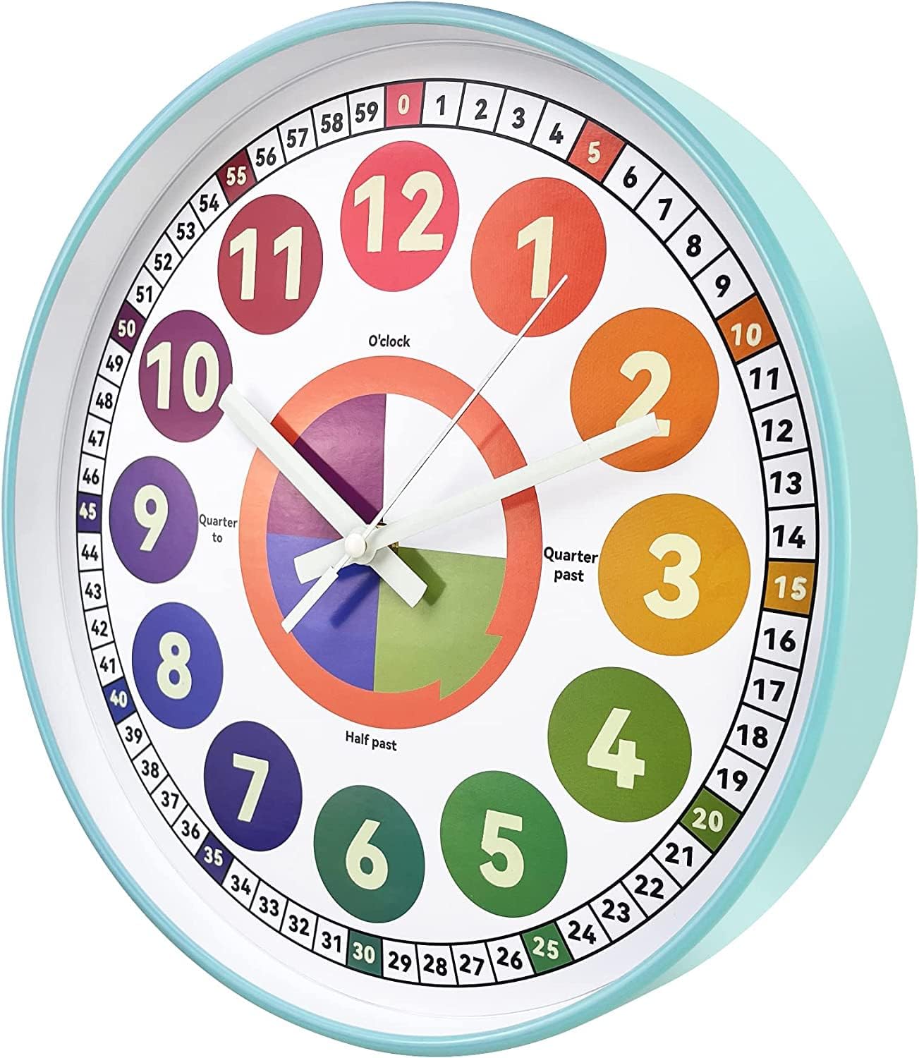 Amazon.com: WISE HEDGEHOG Telling Time Teaching Clock, 12 inch Silent Movement Analog Learning ...