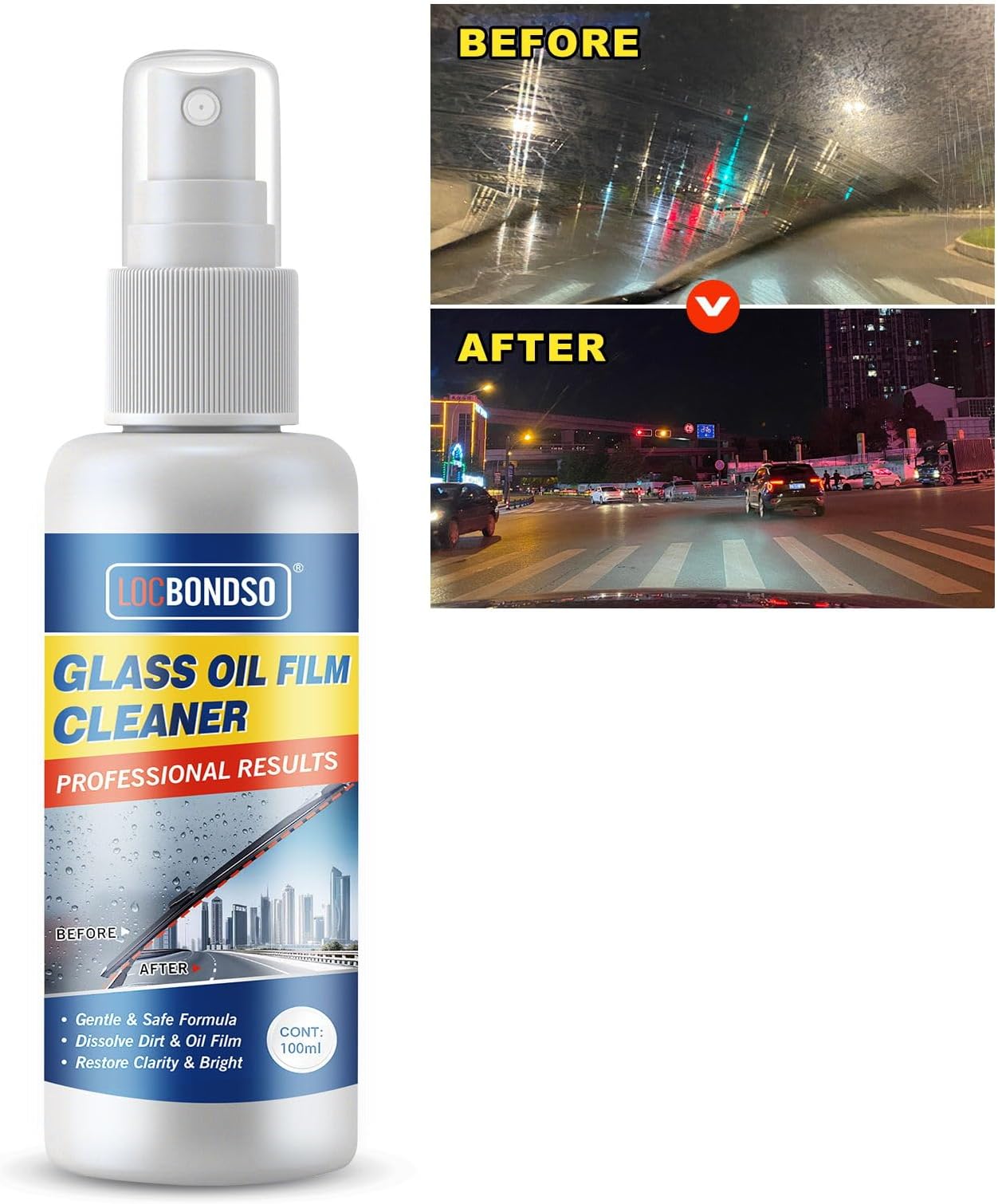 Amazon.com: LOCBONDSO Car Glass Oil Film Cleaner, Auto Glass Cleaner ...