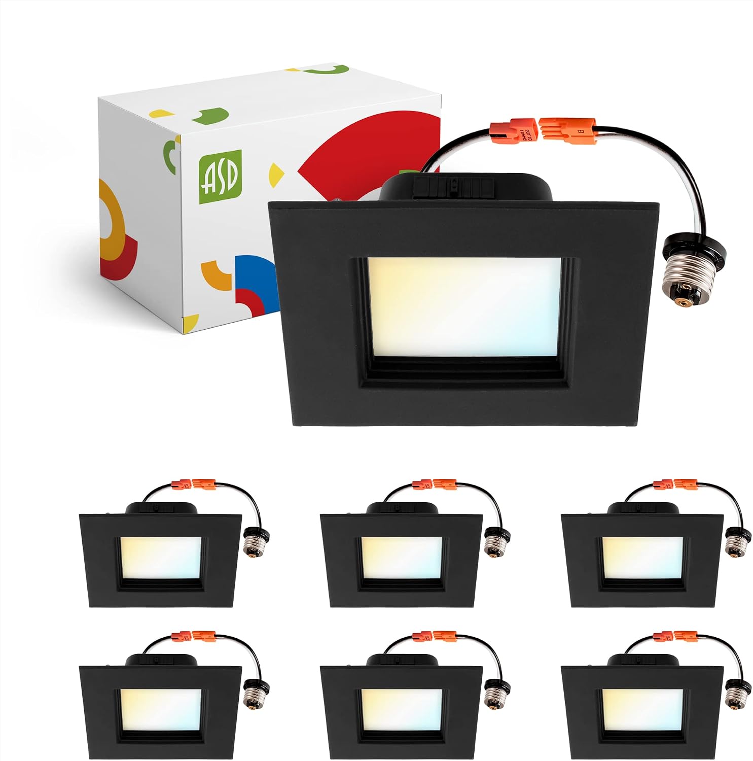 ASD 6 Inch Retrofit LED Square Recessed Lighting 5 CCT 2700/3000/3500 ...